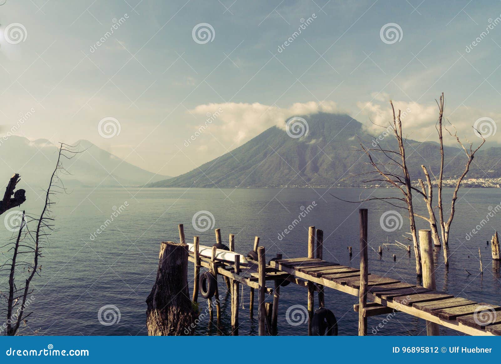 Volcano Landscape by Lago Atitlan in Guatemala Stock Photo - Image of ...