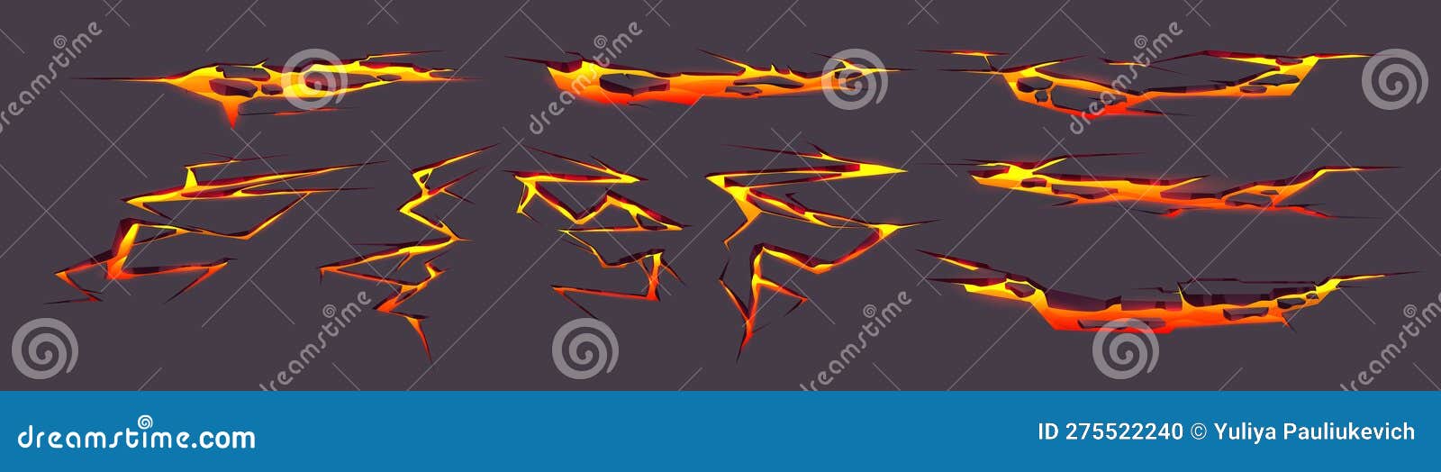 Volcano Lava Crack Texture Effect in Ground Vector Stock Illustration ...
