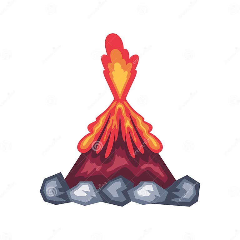 Volcano with lava drawing stock vector. Illustration of explosion ...
