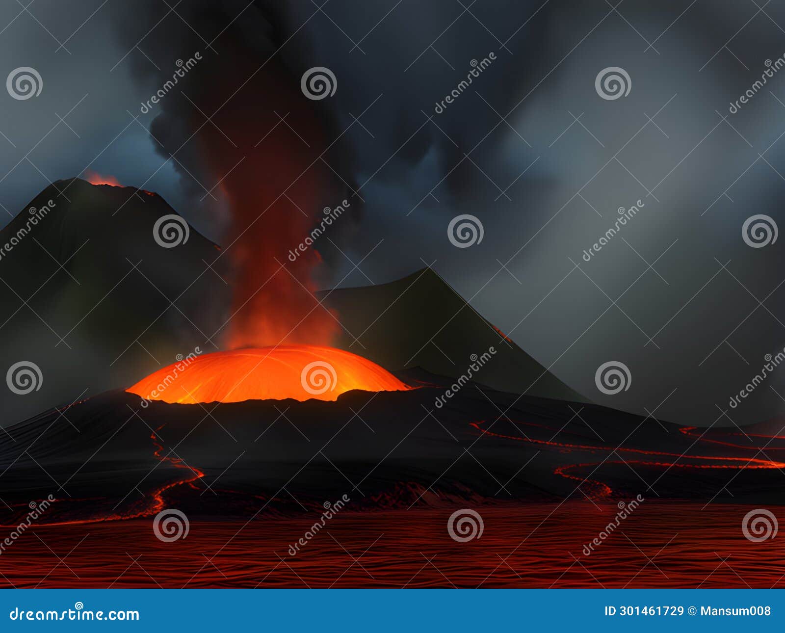 Volcano Lava Erupting. Volcano Magma Erupting Stock Illustration ...