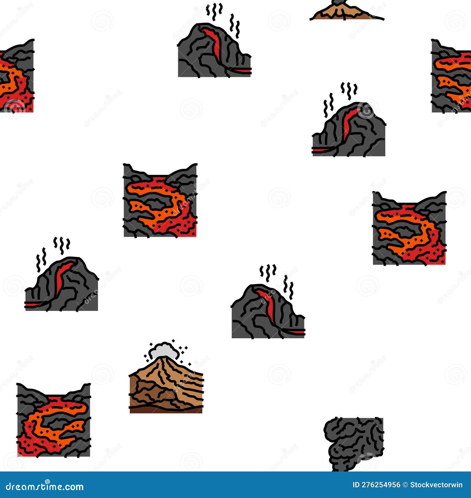 Volcano Lava Eruption Nature Vector Seamless Pattern Stock Vector ...