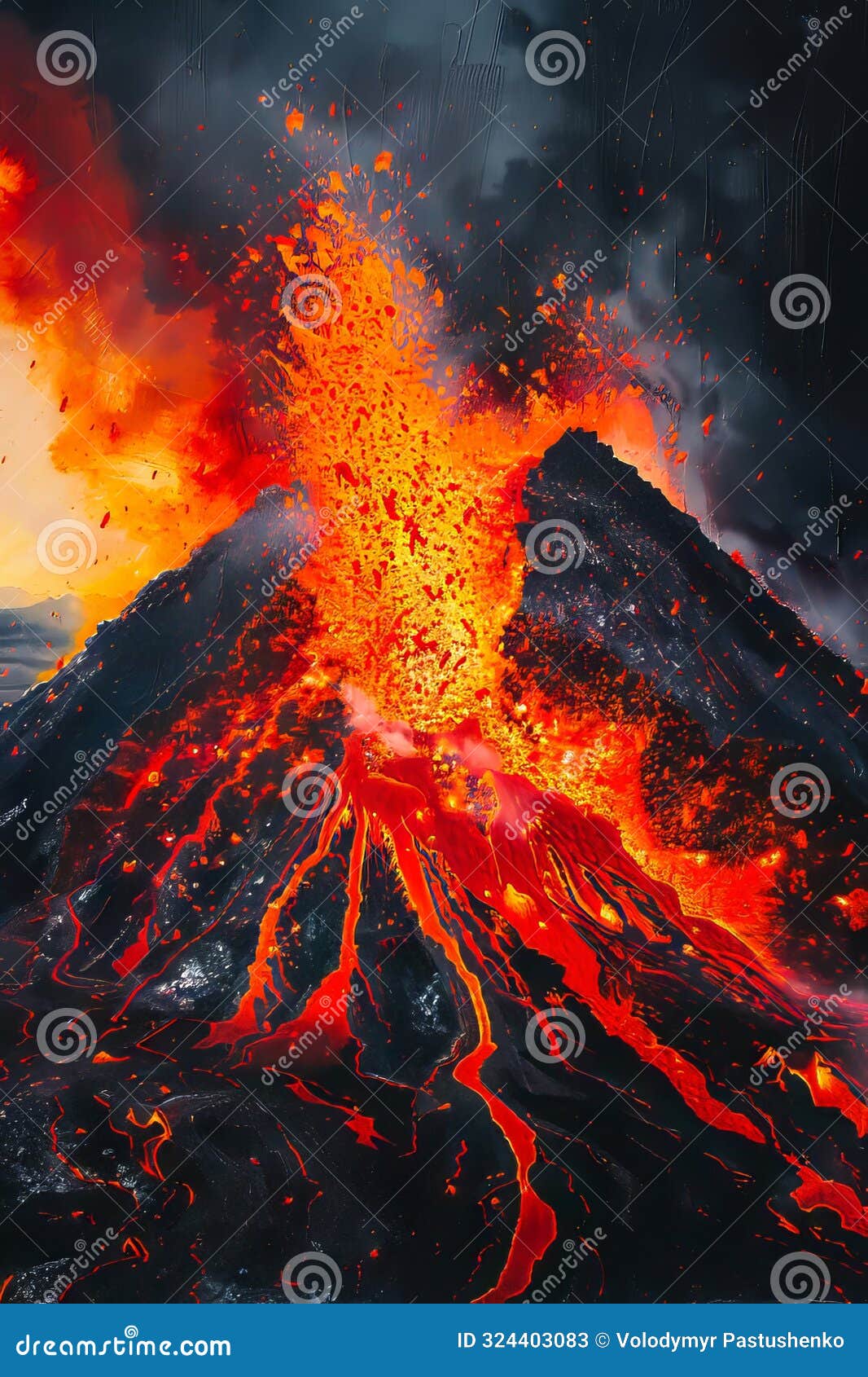 A Volcano with Lava and Fire Stock Image - Image of vent, flow: 324403083