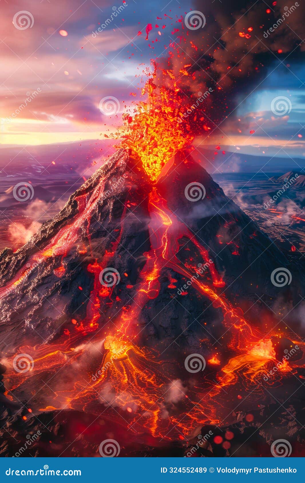 A Volcano with Lava and Fire Stock Image - Image of eruption, volcano ...
