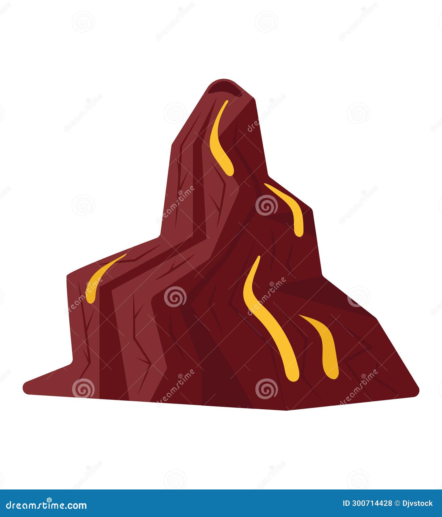 Volcano with lava flowing stock vector. Illustration of vector - 300714428