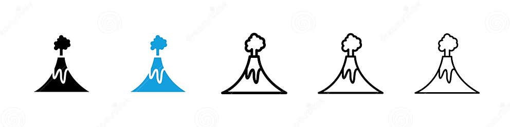 Volcano Line Icon Isolated on White Background Stock Vector ...
