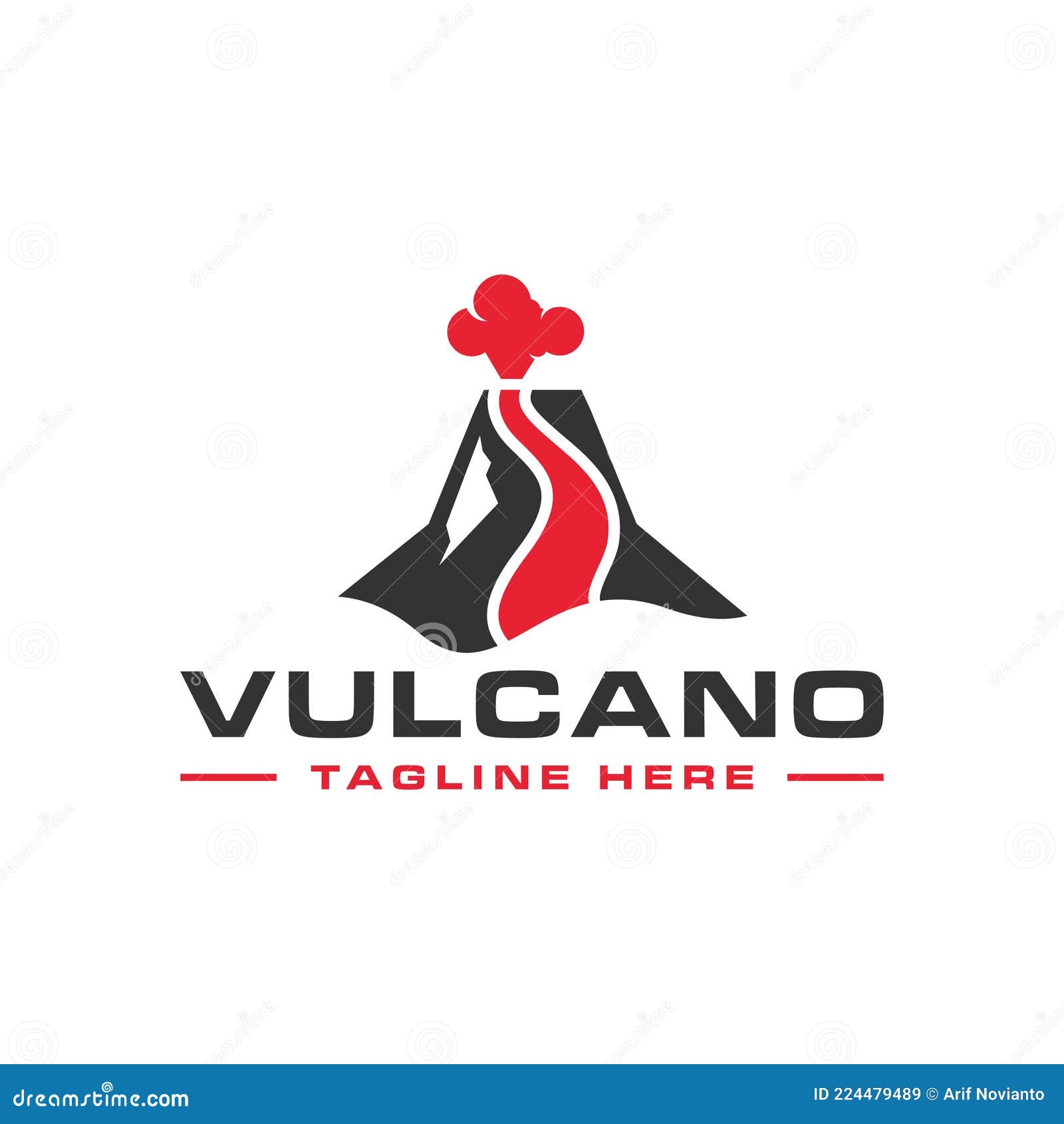 Volcano Logo Set. Volcanic Eruption. Vector Illustration, Isolated On ...