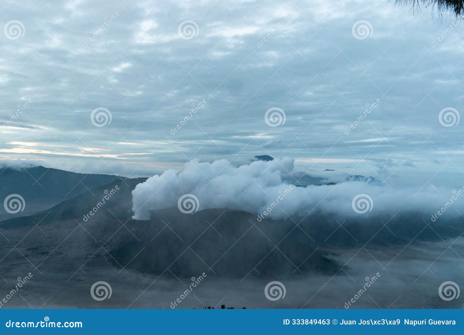 Volcano Mount Bromo Emitting Smoke in Java Indonesia Stock Image ...