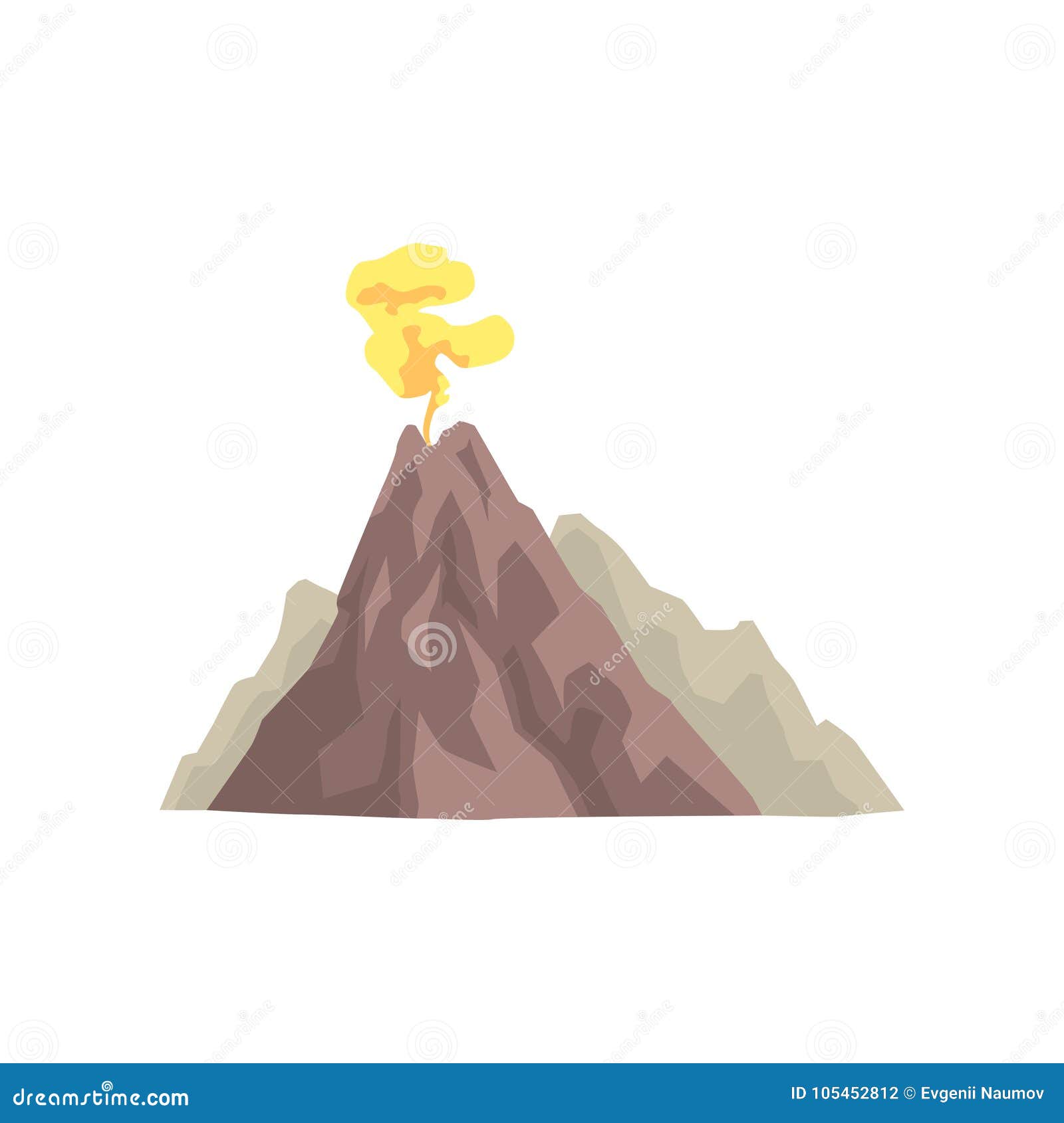 Volcano Mountain Eruption with Dust Cloud Vector Illustration Stock ...