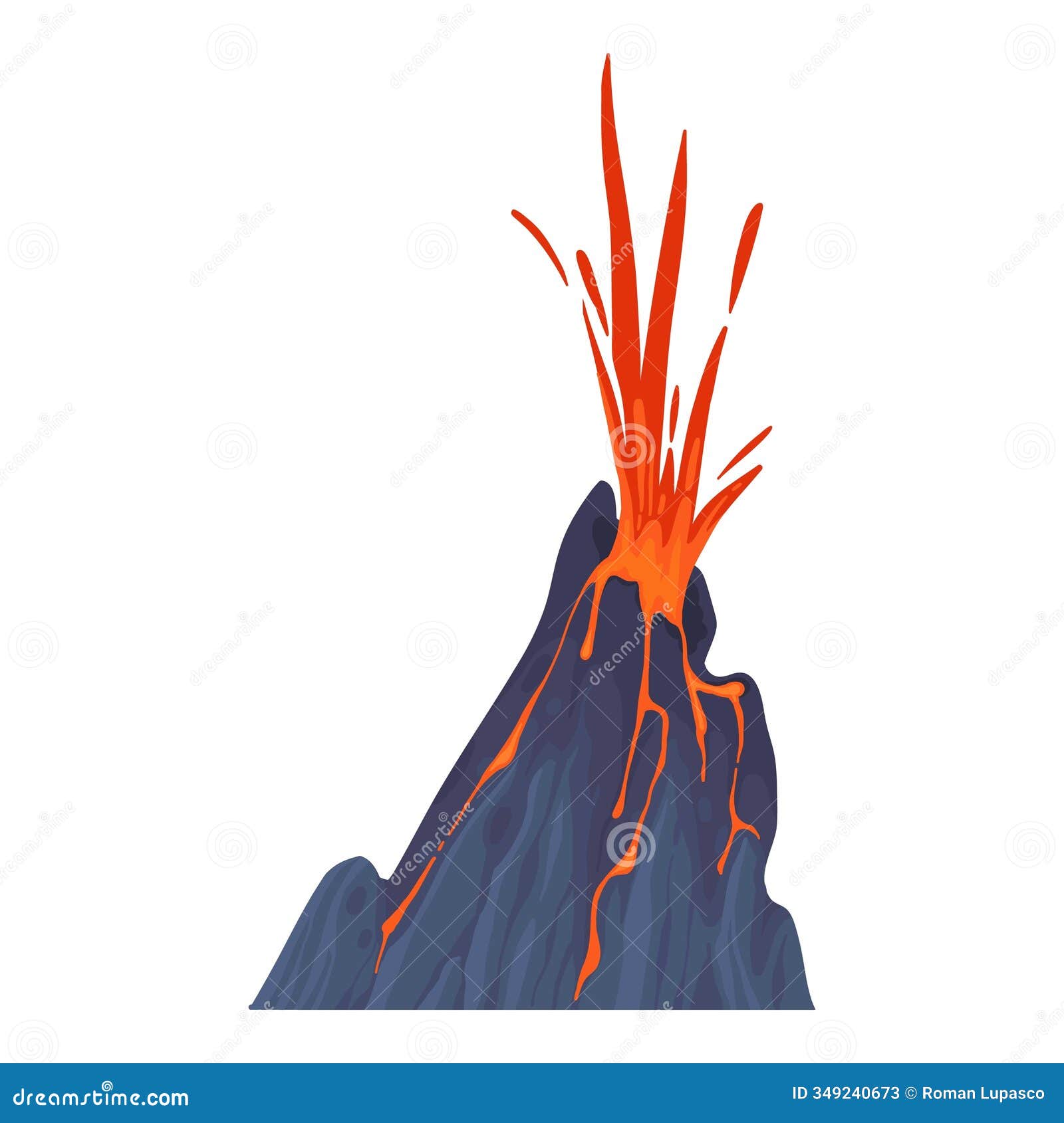 Volcano. Mountain Eruption with Fire Lava Explosion with Smoke Stock ...