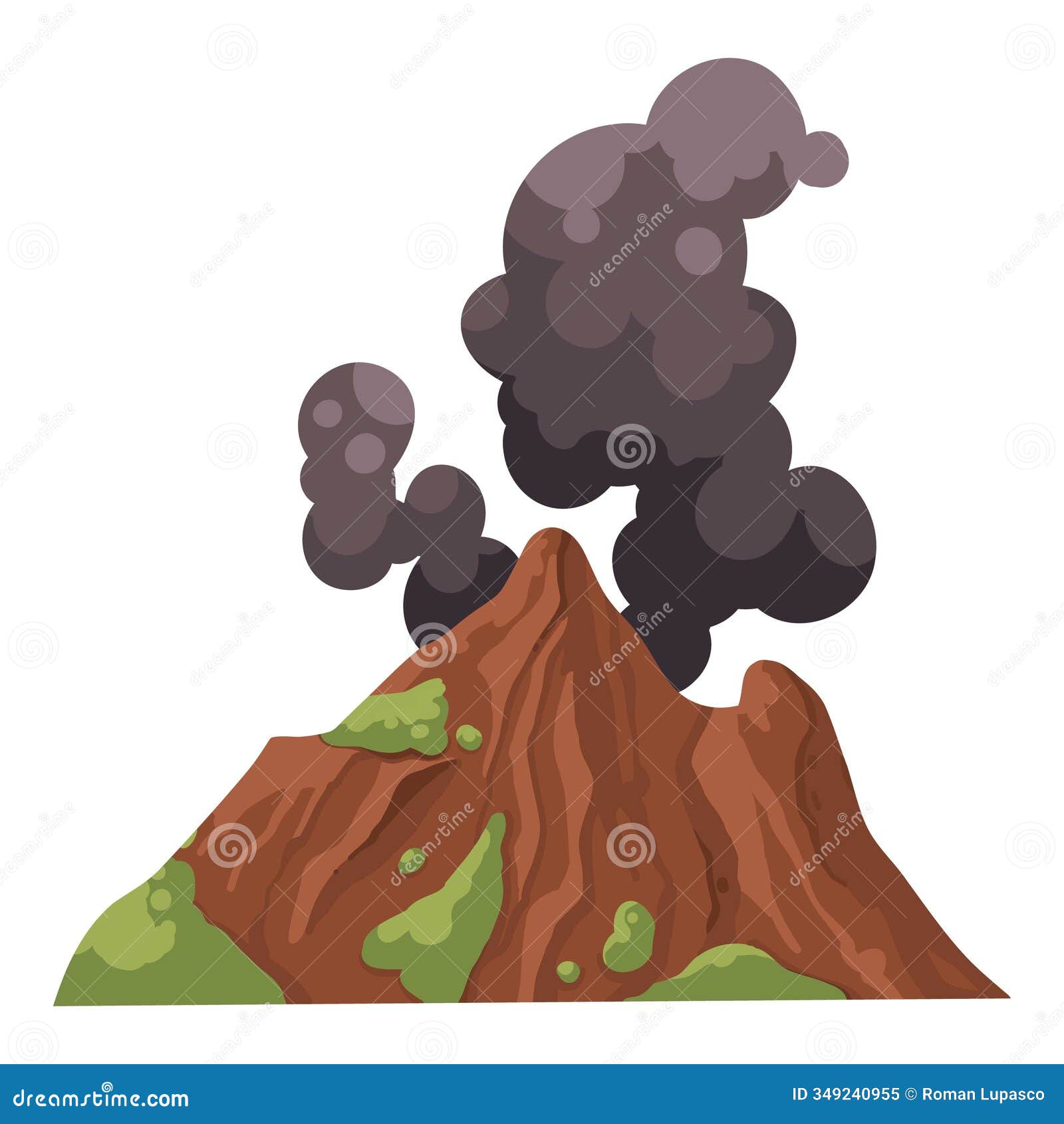 Volcano. Mountain Eruption with Fire Lava Explosion with Smoke Stock ...
