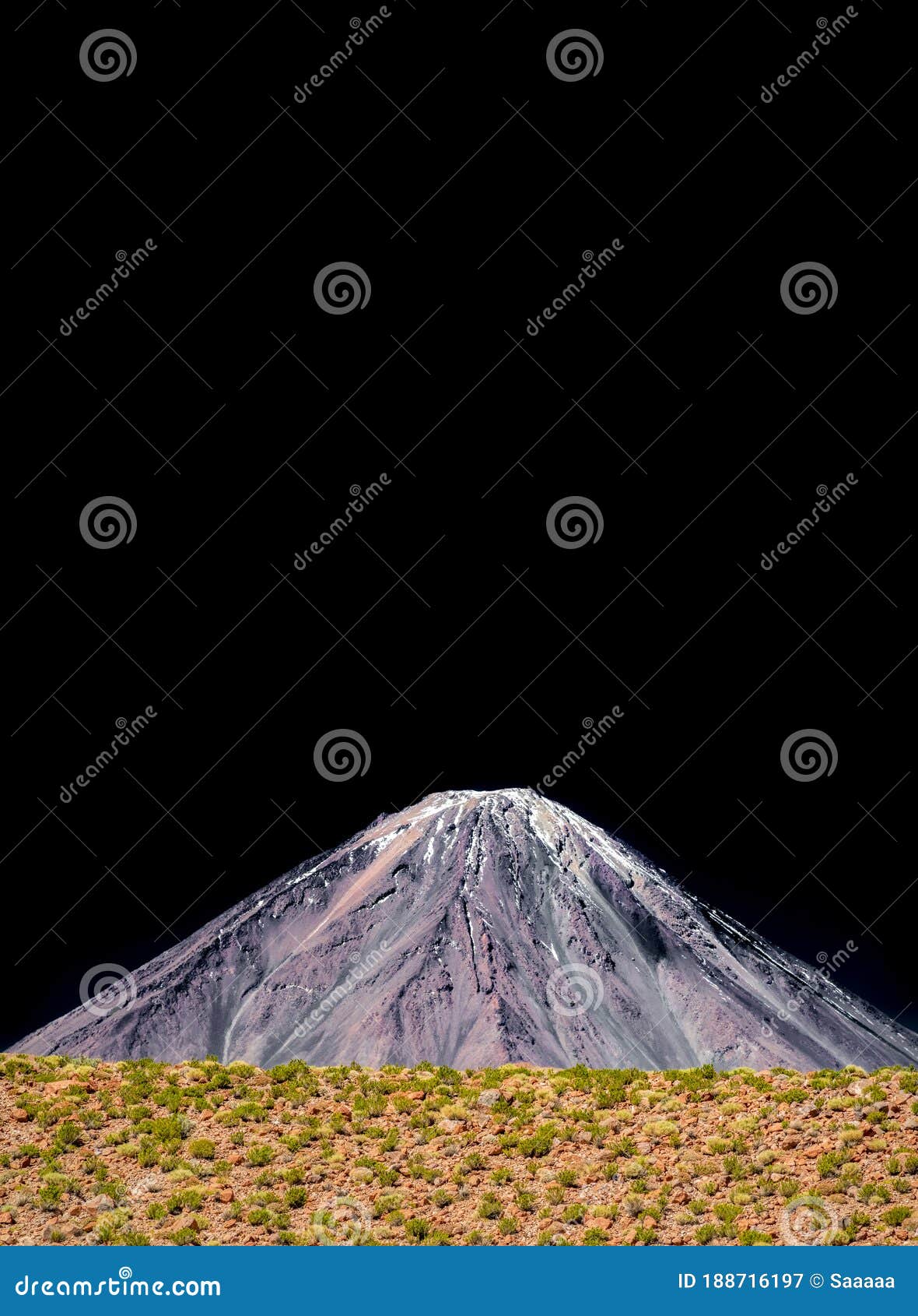 Volcano with Pyramid Shape Under Black Sky Stock Image - Image of ...