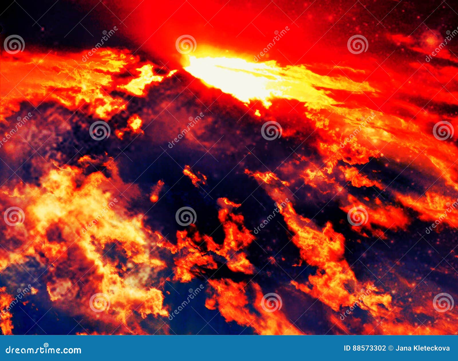 Volcano Red Abstract Lava Heaven Clouds Stock Photo - Image of hell ...