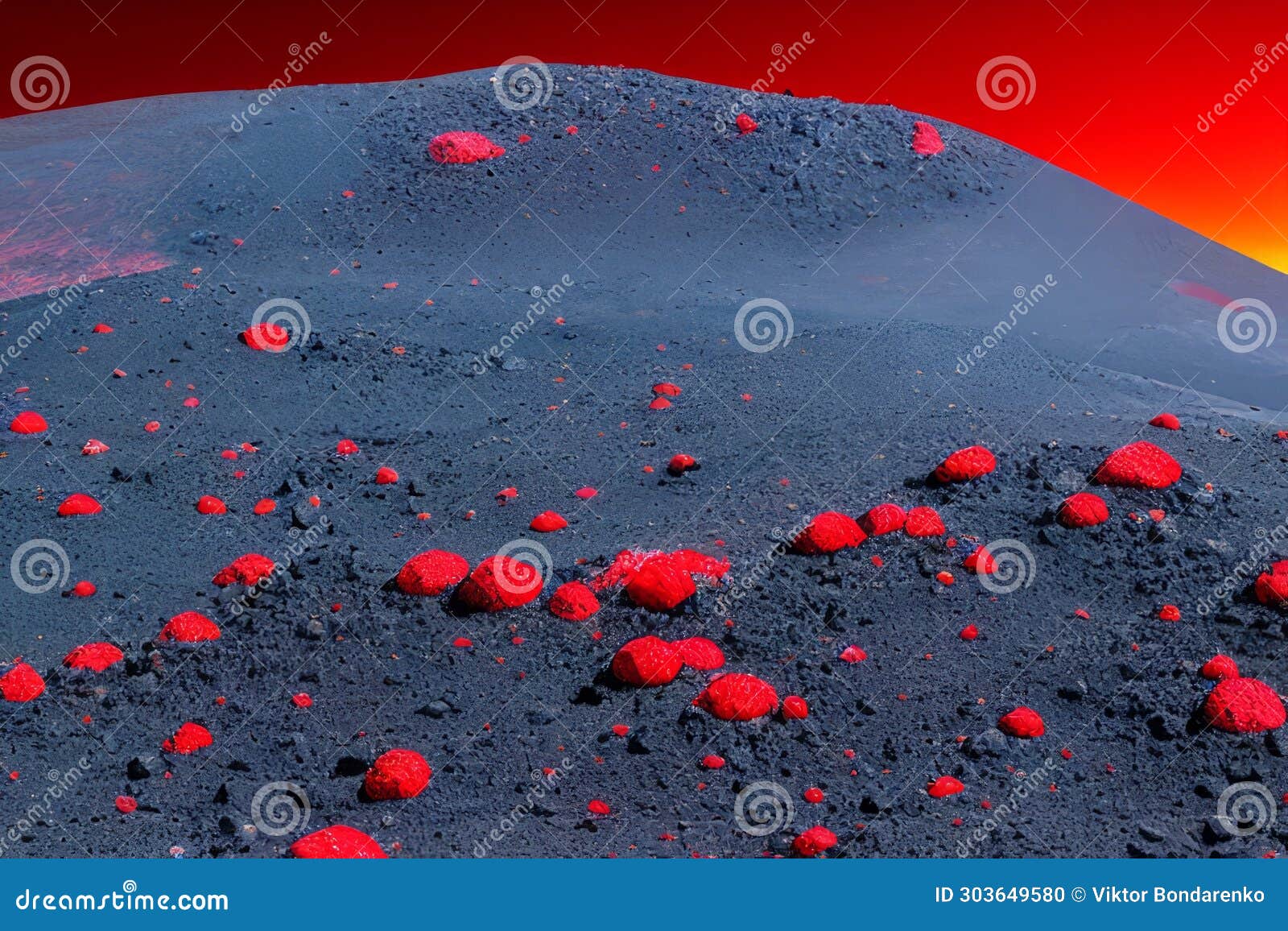 Volcano and red magma stock illustration. Illustration of background ...