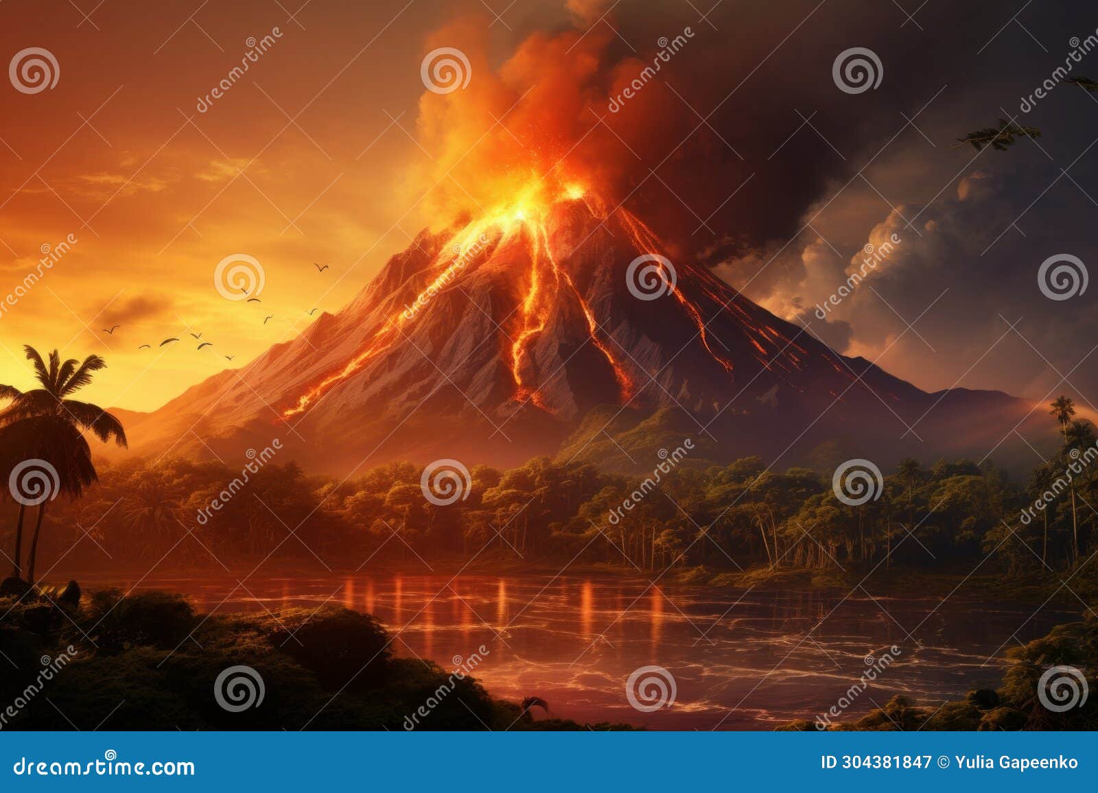 A Volcano Shooting Volcanic Fire Volcano Fire Stock Image - Image of ...