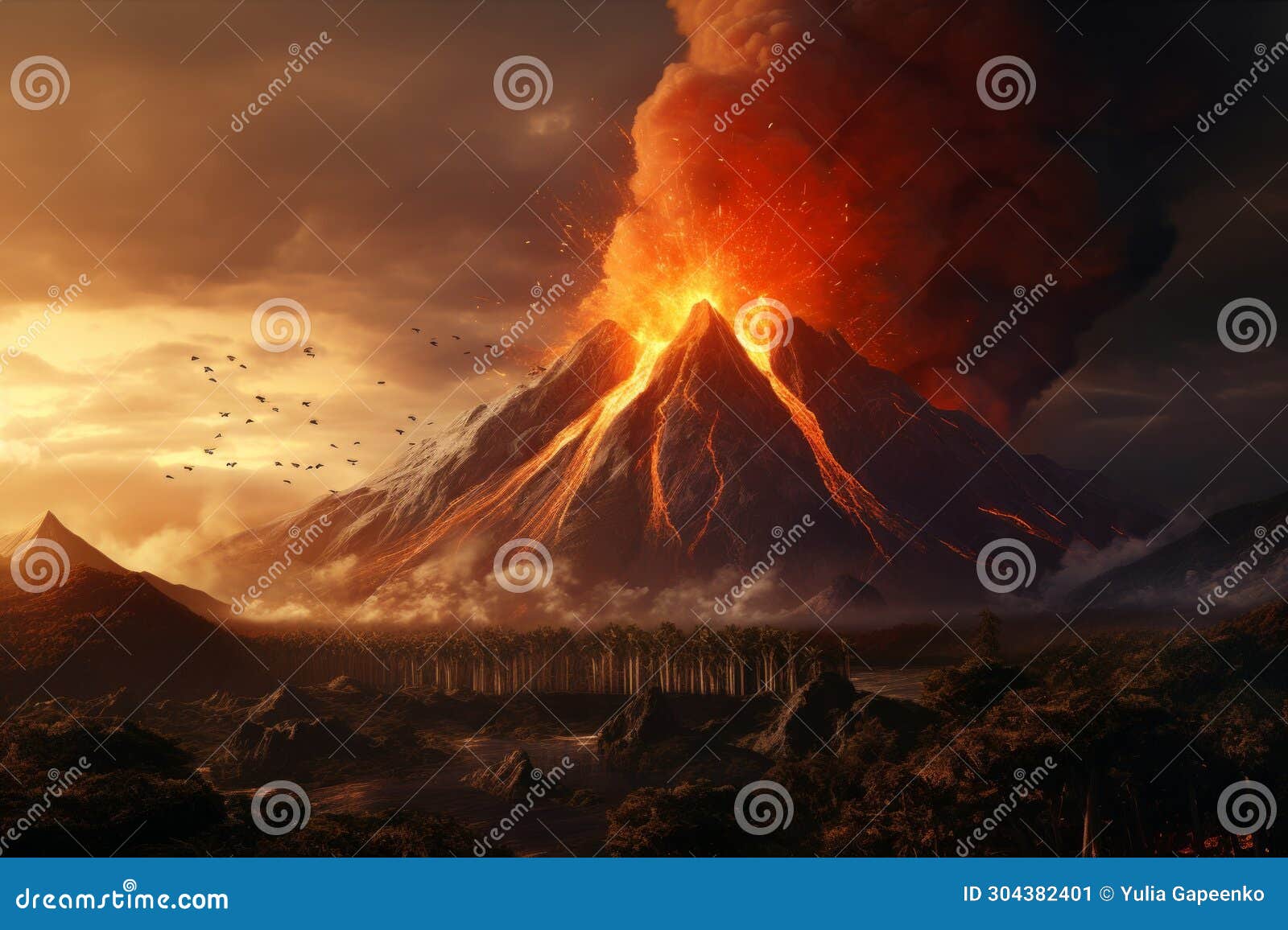 A Volcano Shooting Volcanic Fire Volcano Fire Stock Image - Image of ...