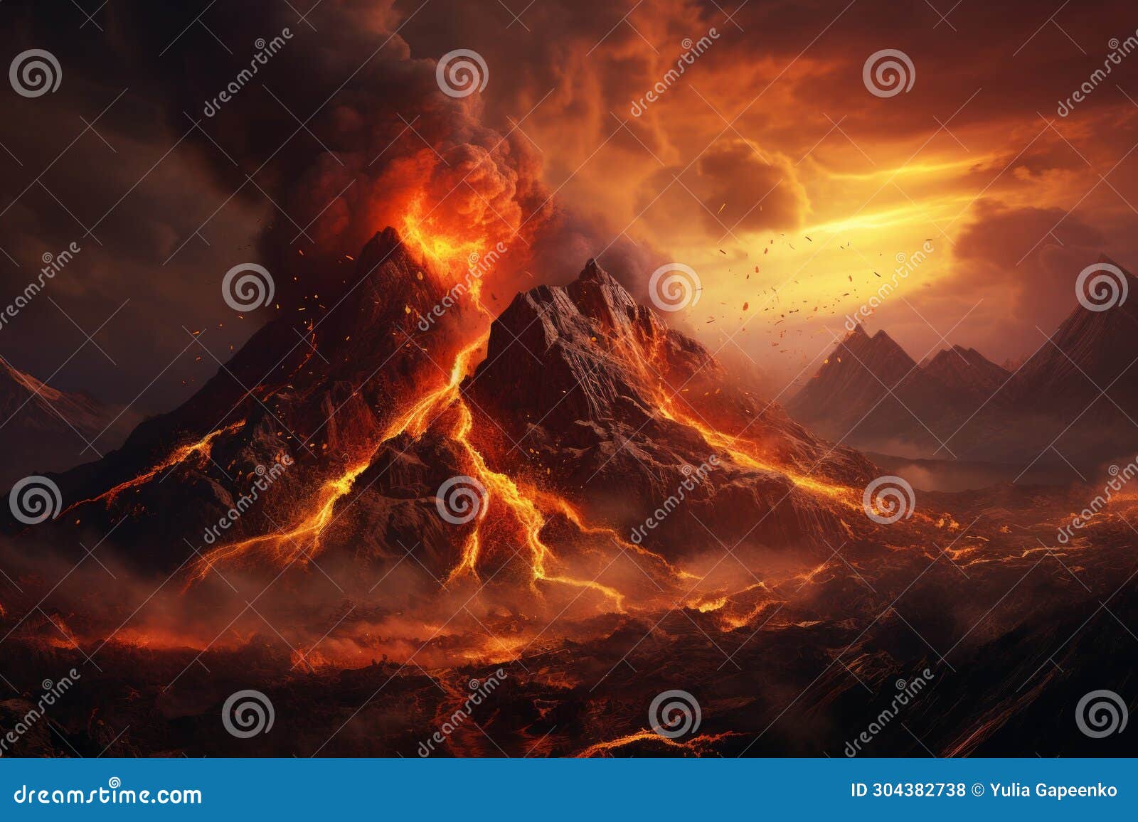A Volcano Shooting Volcanic Fire Volcano Fire Stock Photo - Image of ...