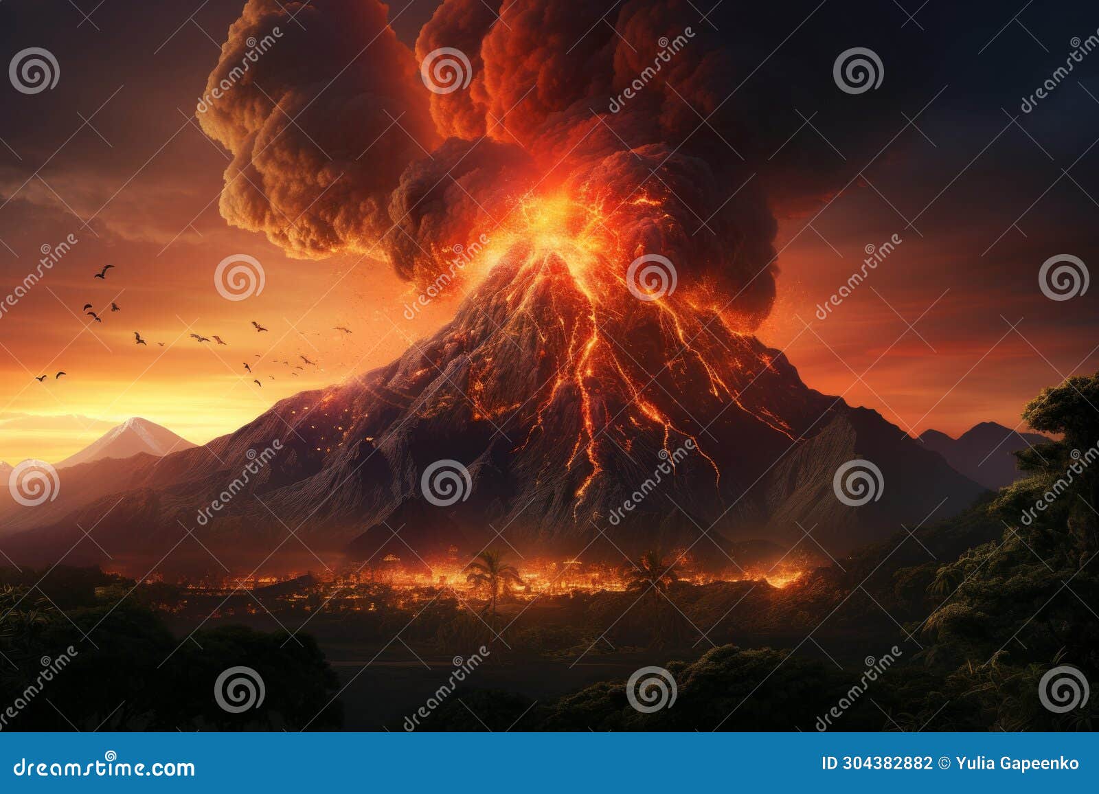 A Volcano Shooting Volcanic Fire Volcano Fire Stock Photo - Image of ...