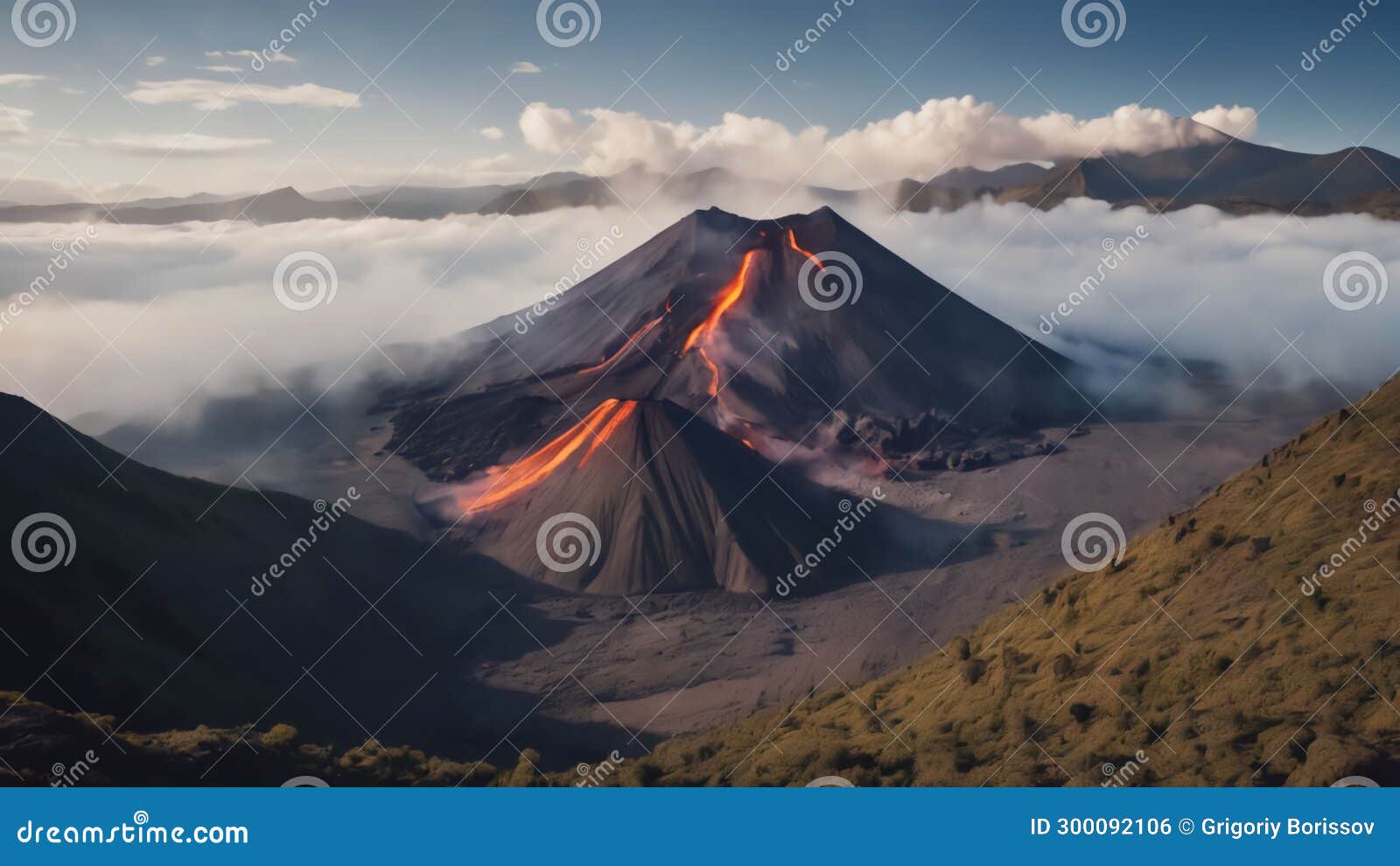 Volcano with Sky Amazing Landscape Stock Photo - Image of river ...
