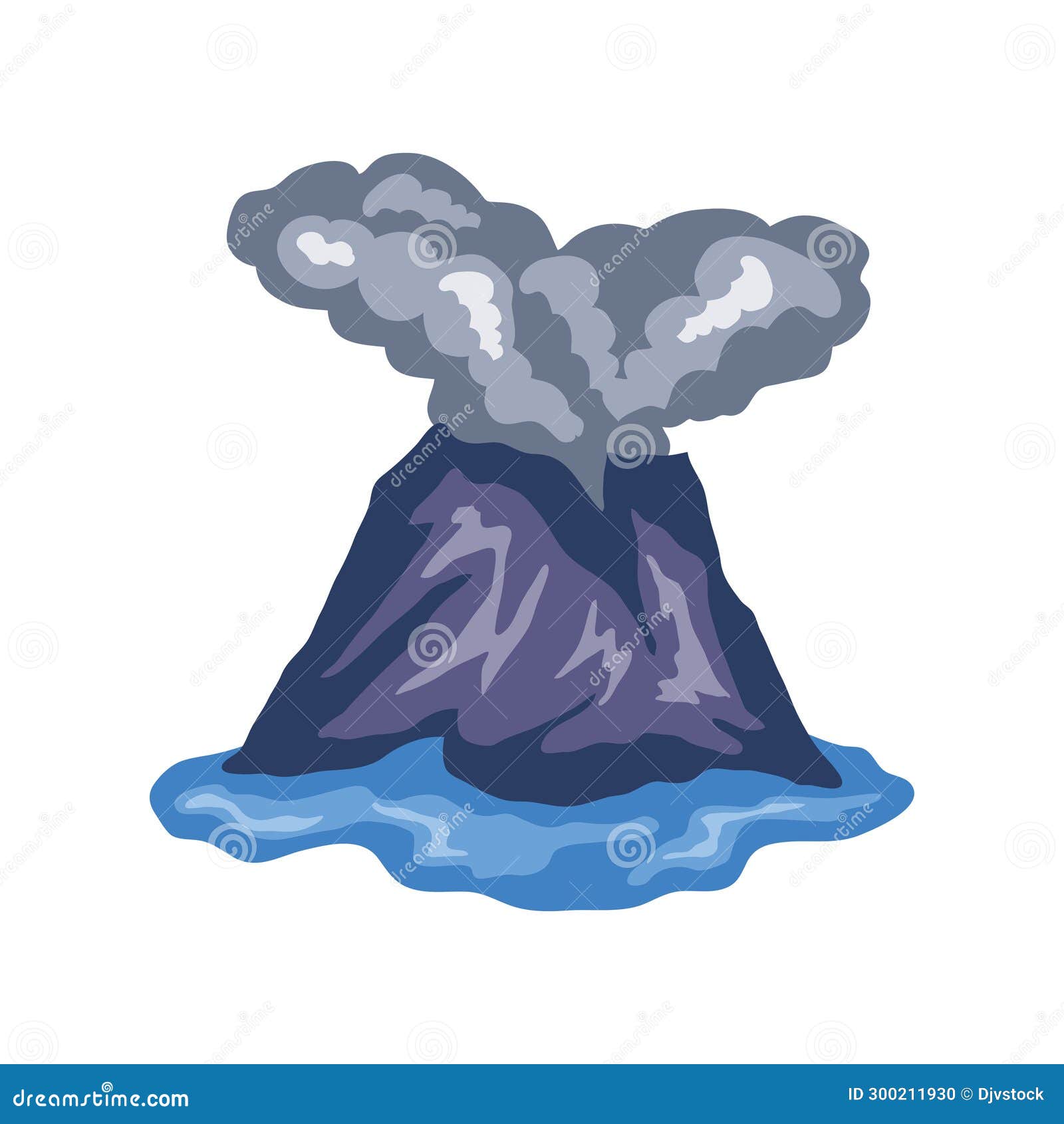 Volcano with smoke drawing stock vector. Illustration of crater - 300211930