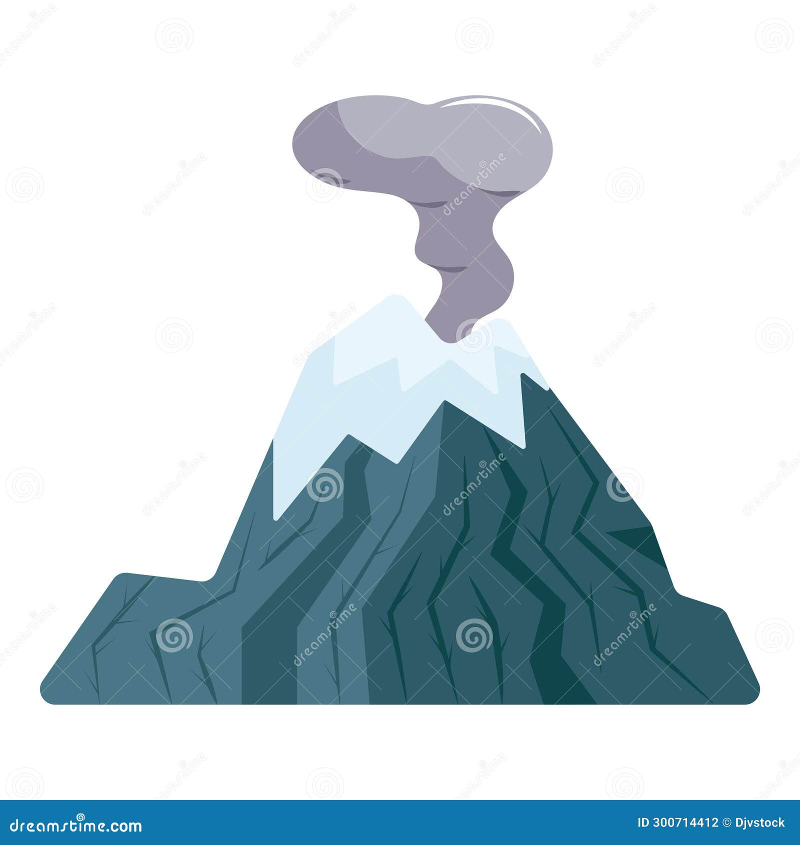 Volcano with smoke drawing stock illustration. Illustration of active ...