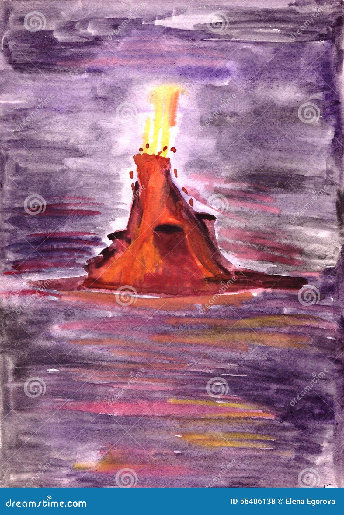 Volcano Erupts Lava, Model Of A Cross Section Of Ground Isolated On ...