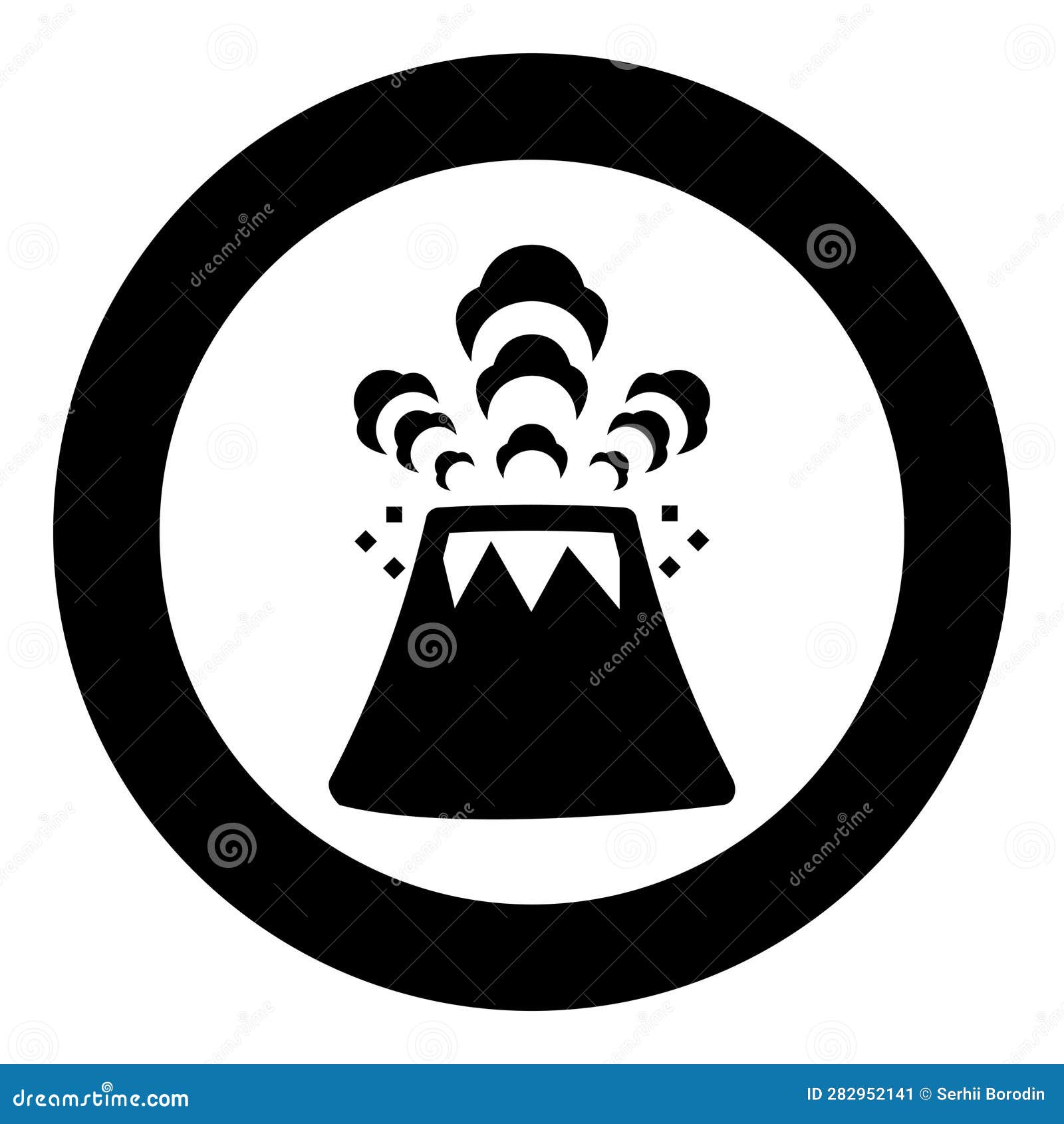 Volcano Spewing Lava And Rocks Icon In Circle Round Black Color Vector ...