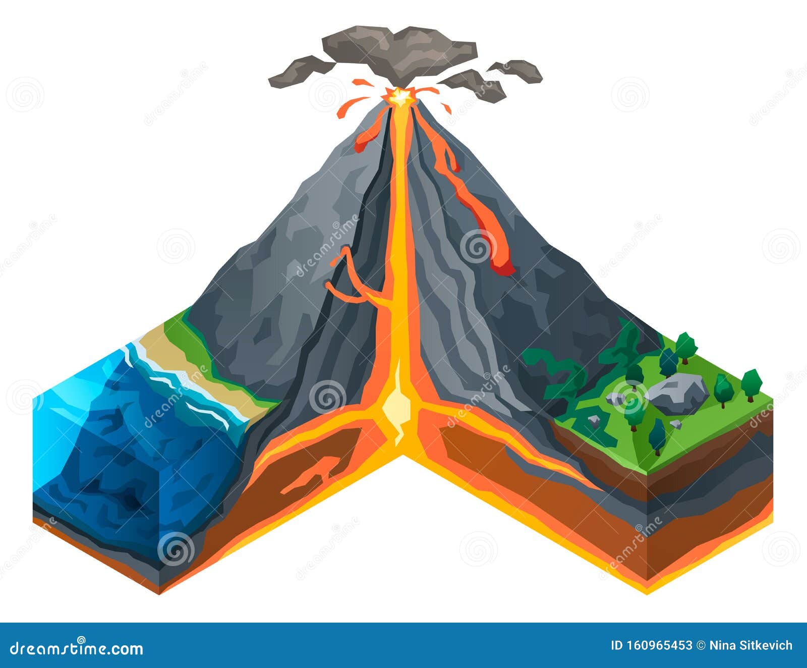 Volcano Anatomy Diagram Vector Illustration Download