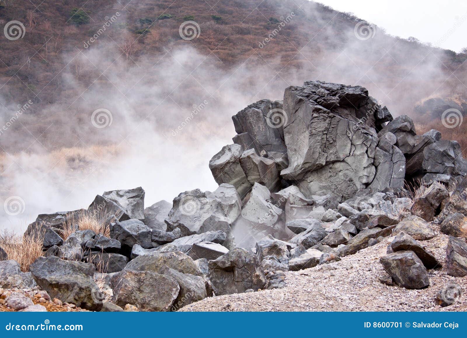 Volcano Sulfur Steam Pit and Rock Stock Image - Image of mountains ...