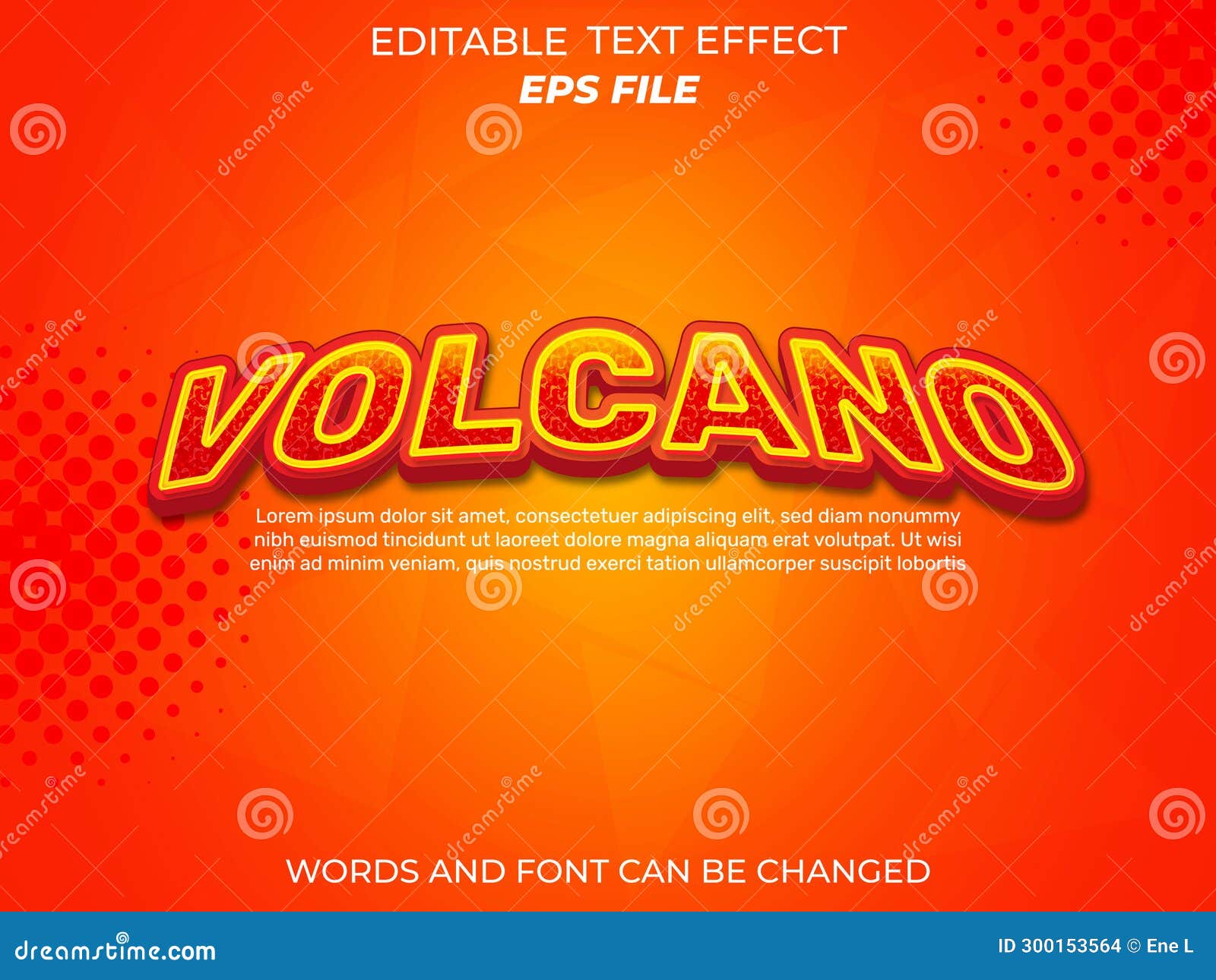 Volcano Text Effect, Font Editable, Typography, 3d Text. Vector ...