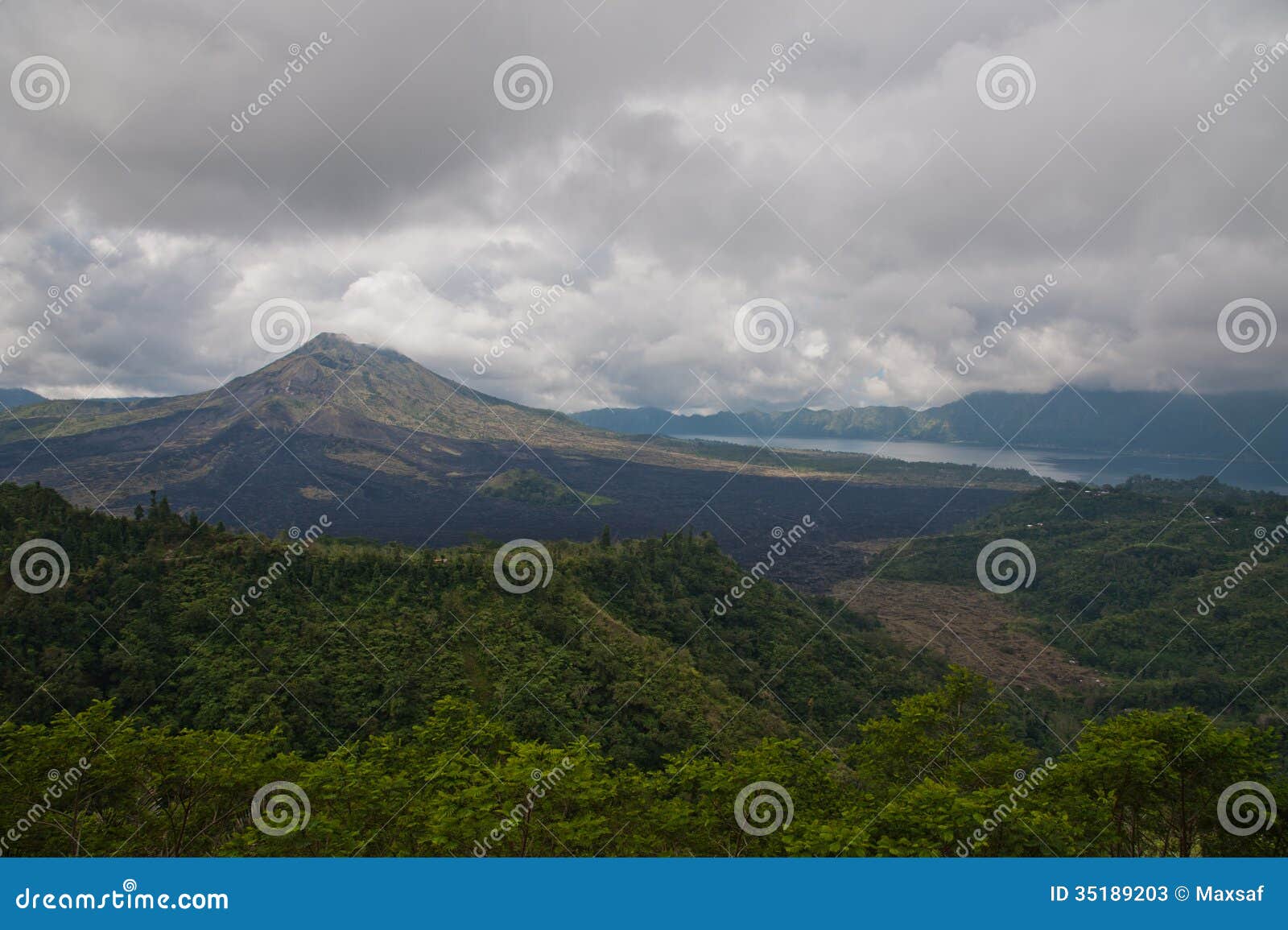 Volcano view with forest stock image. Image of cloudy - 35189203