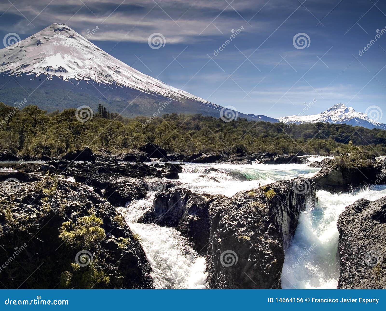 Volcano and waterfalls stock photo. Image of rural, nature - 14664156