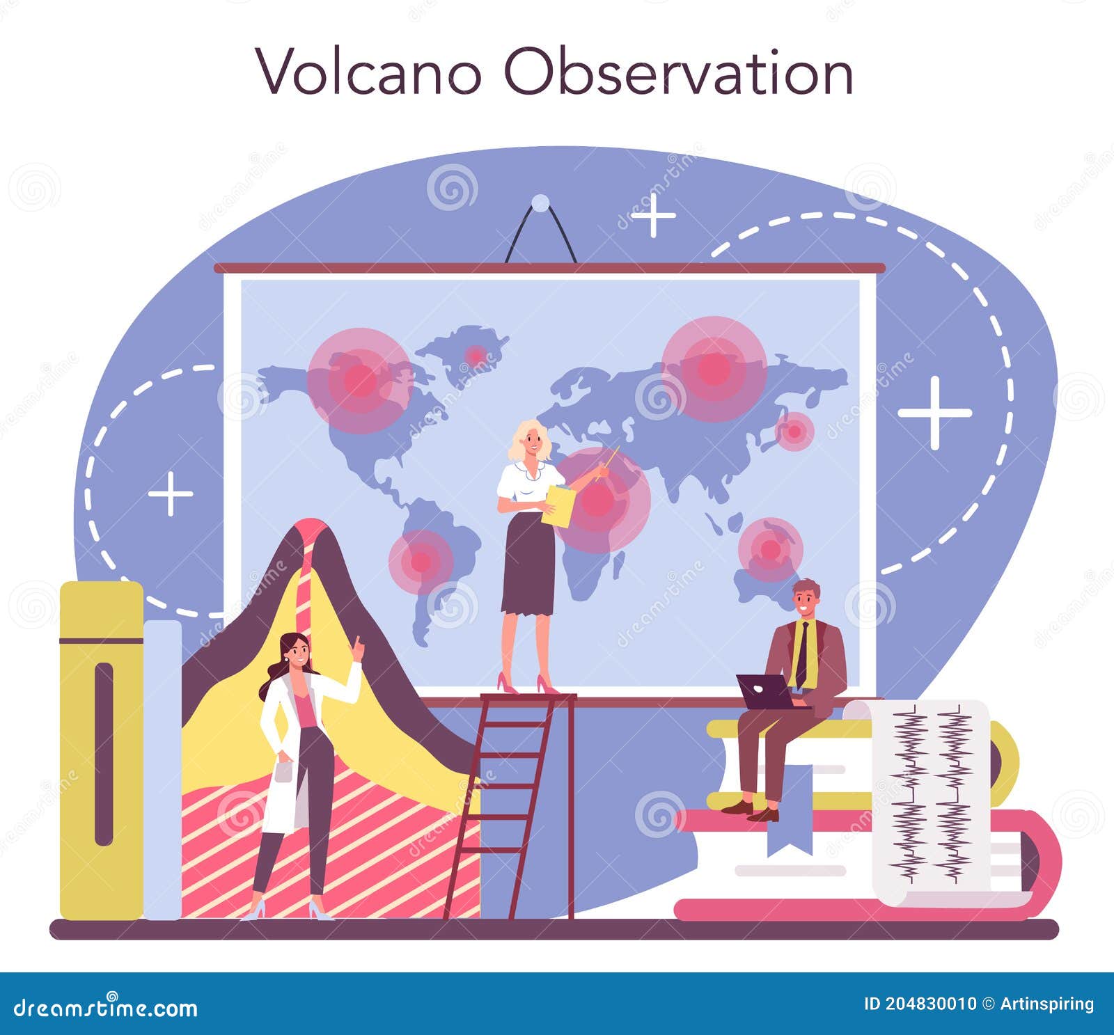 Volcanologist Concept. Geologist Studying the Processes and Activity ... Volcanologist Concept. Geologist Studying the Processes and Activity ...