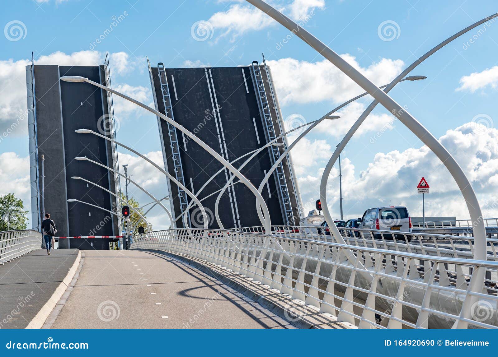 Modern Drawbridge At Dusk In Center Of Old Province Capital Leeuwarden ...