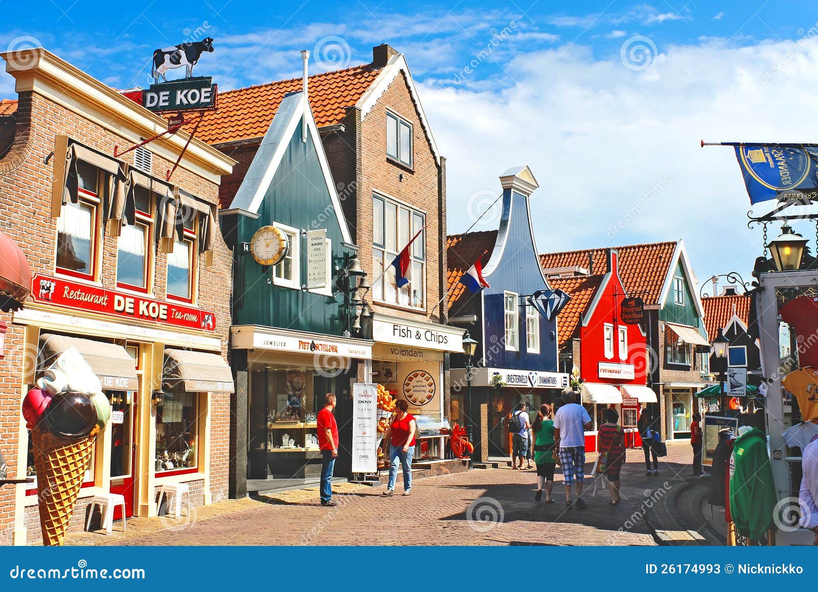 Volendam on the street. editorial stock photo. Image of edam - 26174993