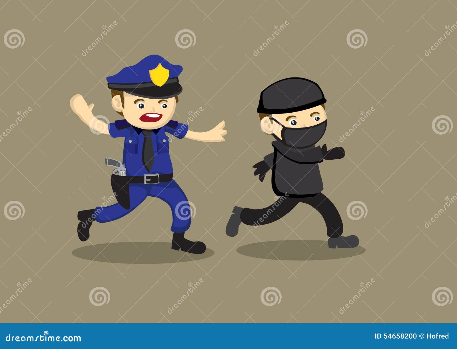 Voleur Vector Cartoon Illustration De Chasse De Policier Illustration ...