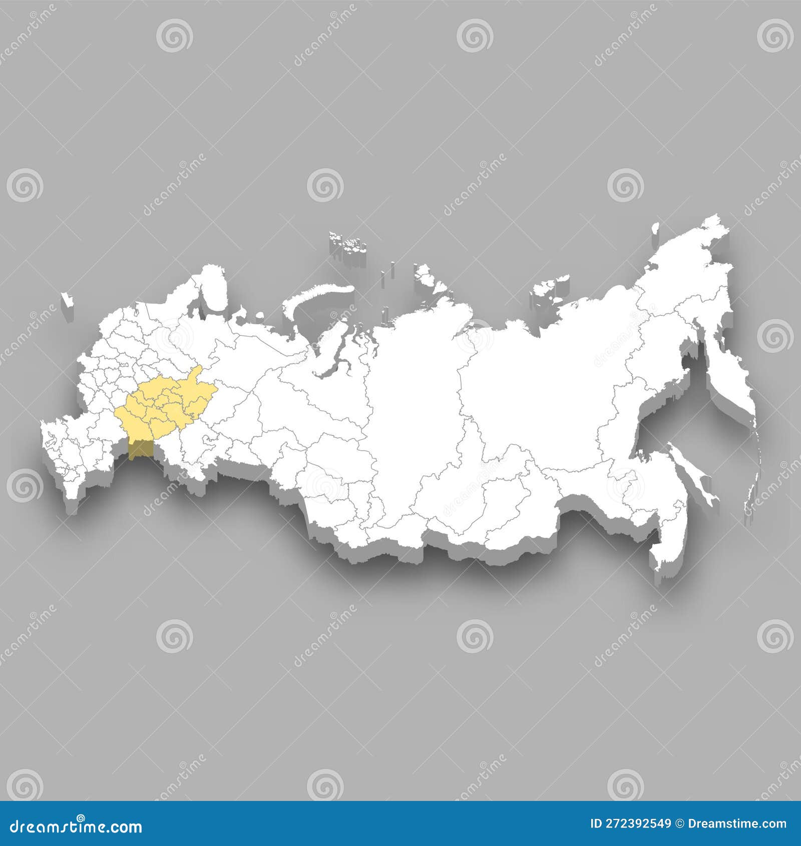 Volga Region Location within Russia Map Stock Vector - Illustration of district, political ...