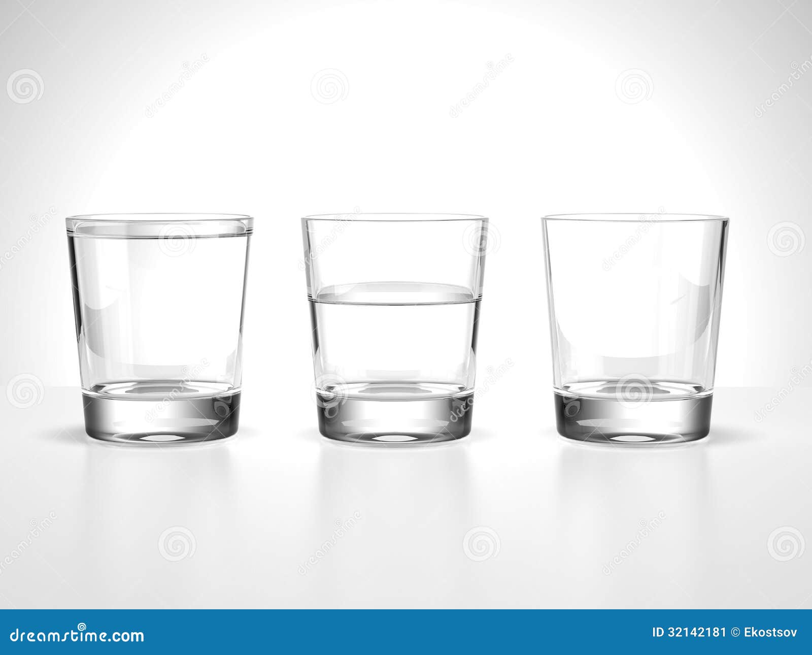 Voll Halbe Und Leere Wassergläser Stock Abbildung - Illustration von ...