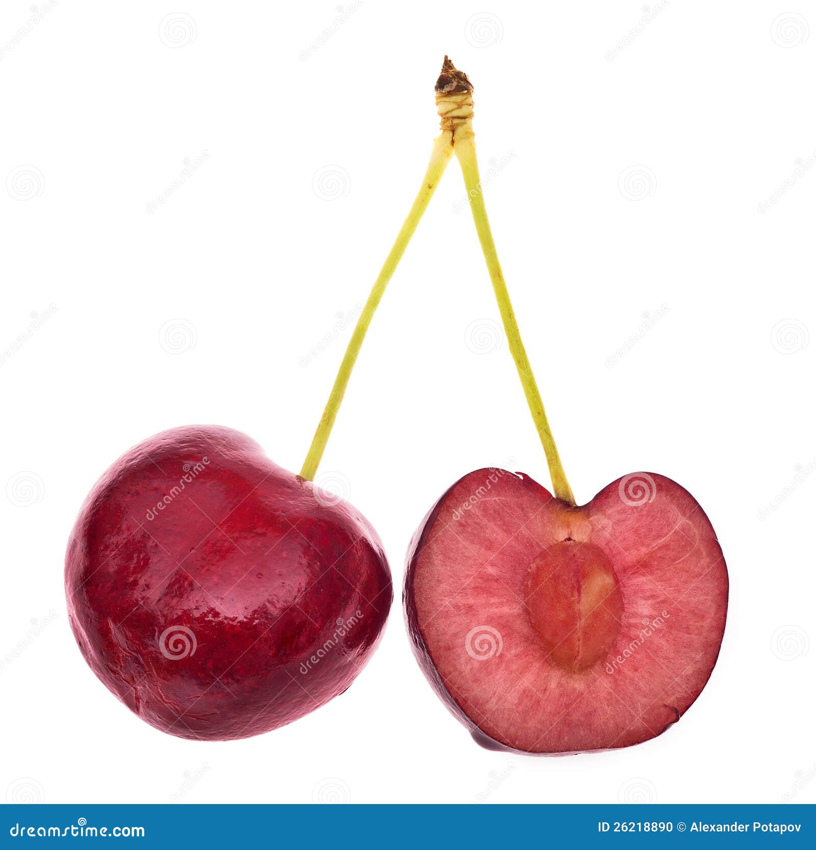 Voll Und Halbe Kirsche Auf Weiß Stockfoto - Bild von erfrischung ...