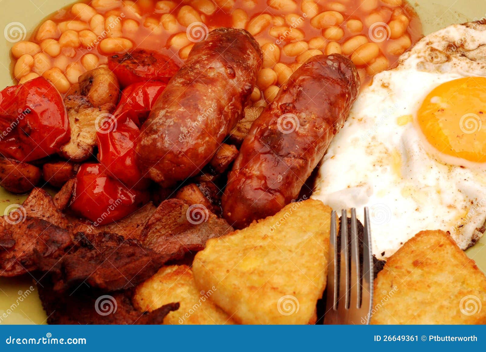 Volledig Engels ontbijt. stock afbeelding. Image of gebakken - 26649361