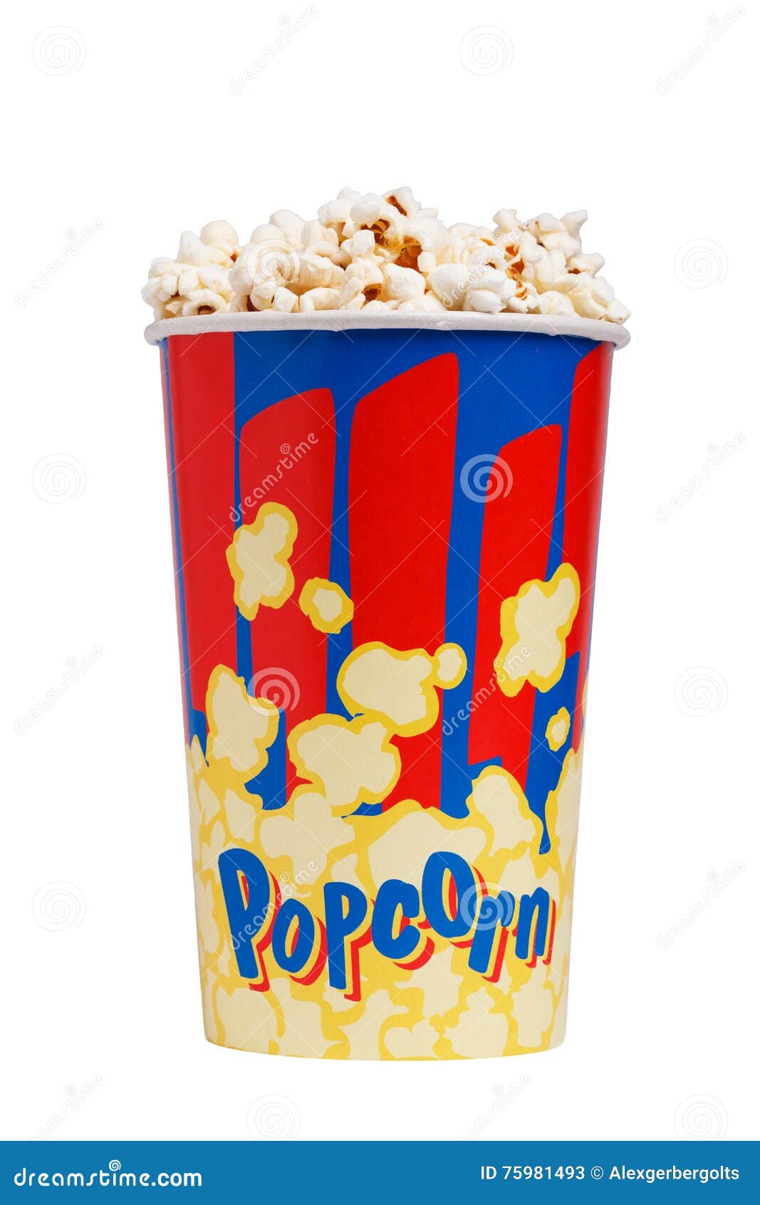 Voller Eimer Popcorn Lokalisiert Auf Weiß Stockbild - Bild von nahrung ...