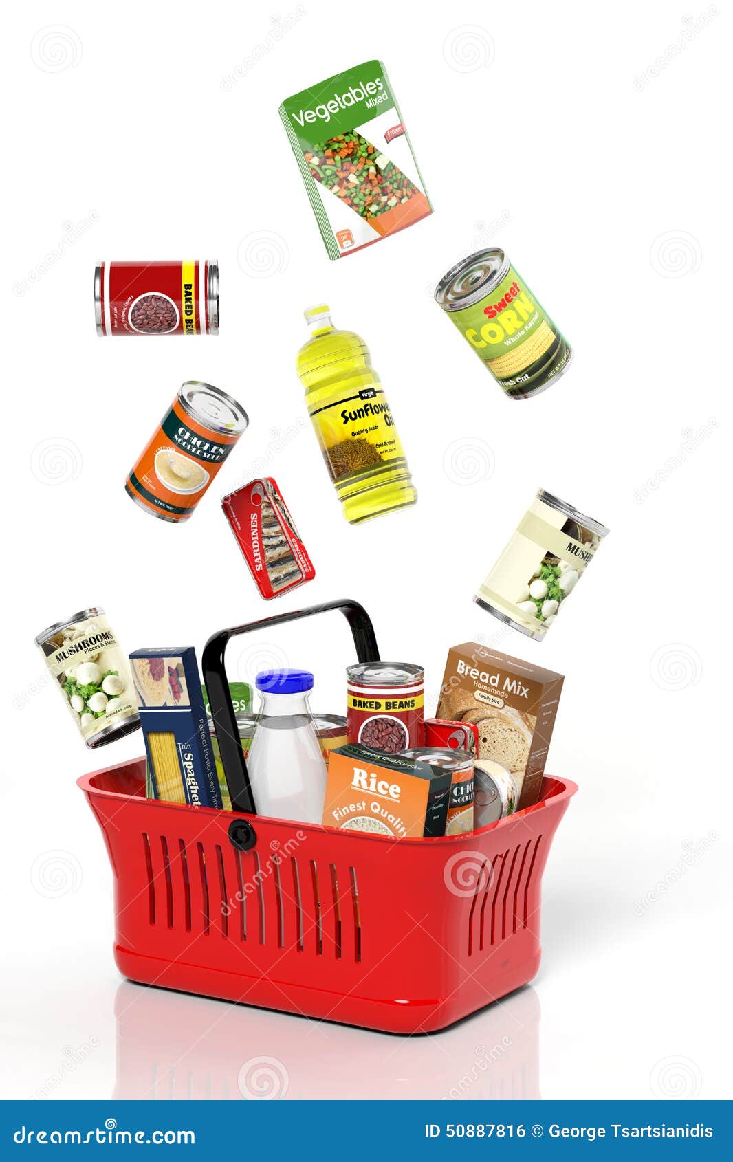 Voller Einkaufskorb Mit Produkten Stock Abbildung - Illustration von ...