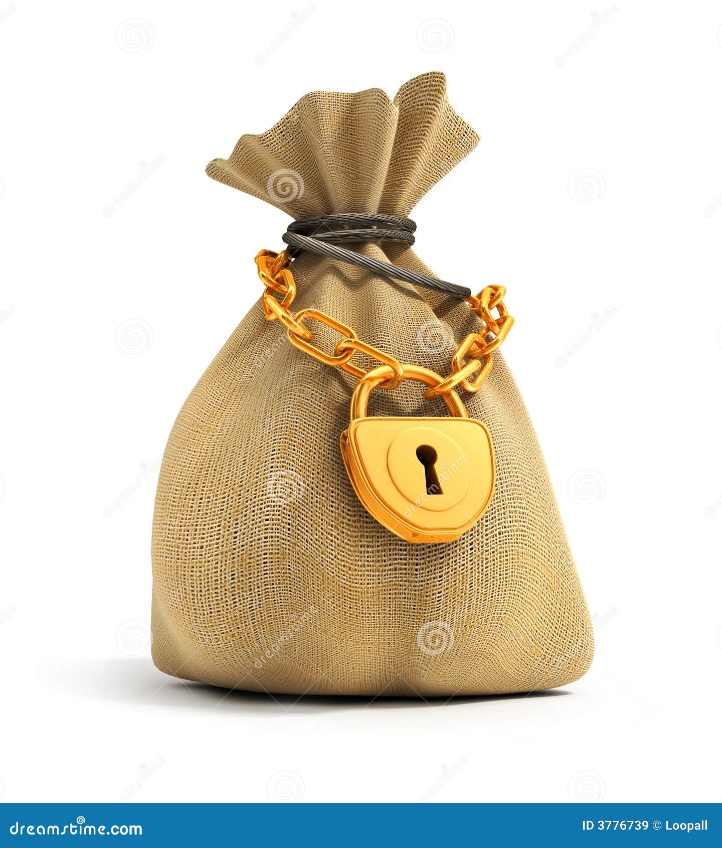 Voller Sack Gesperrt Durch Goldverriegelung Stockbild - Bild von metall ...