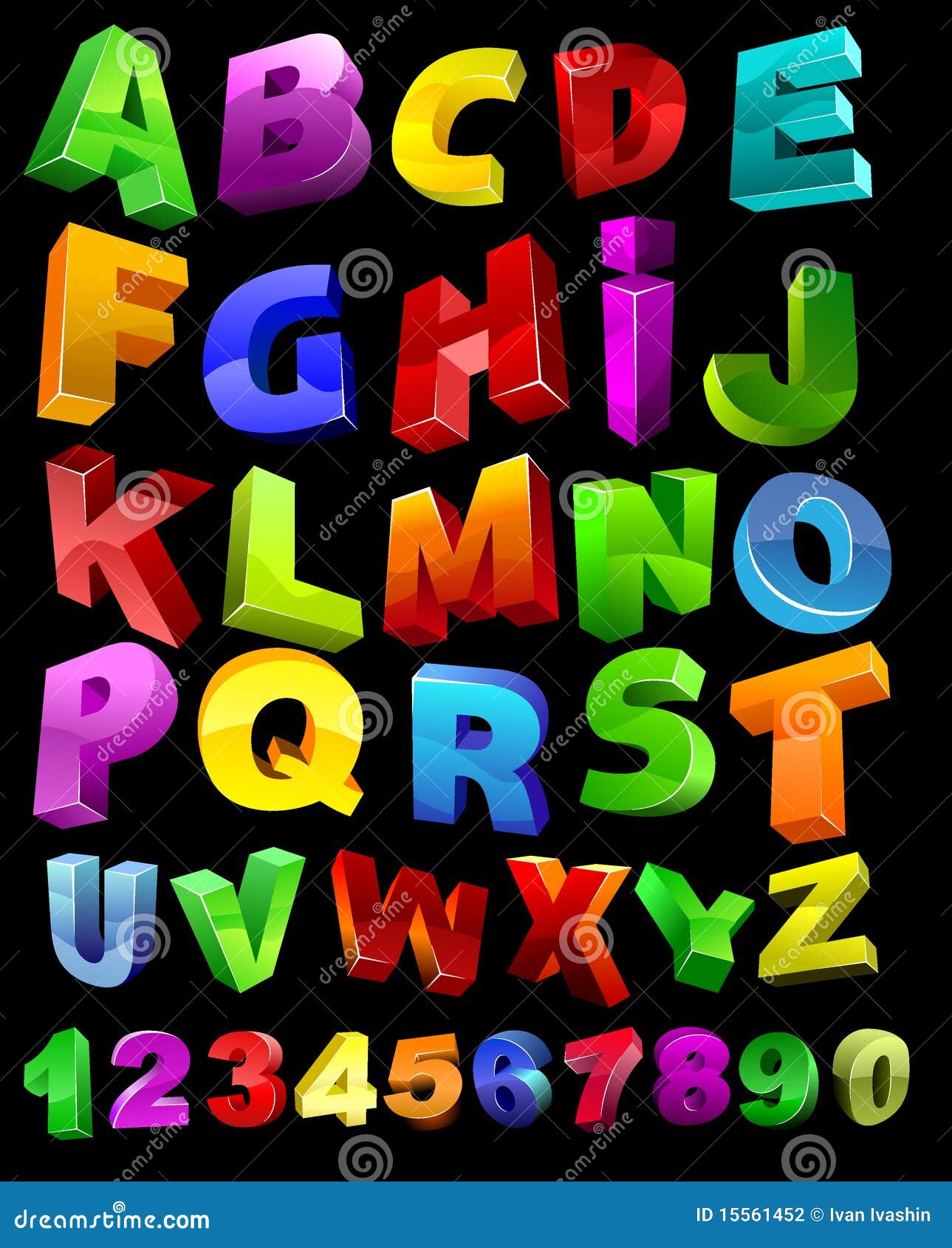 Volles Alphabet Mit Ziffern Vektor Abbildung - Illustration von ...