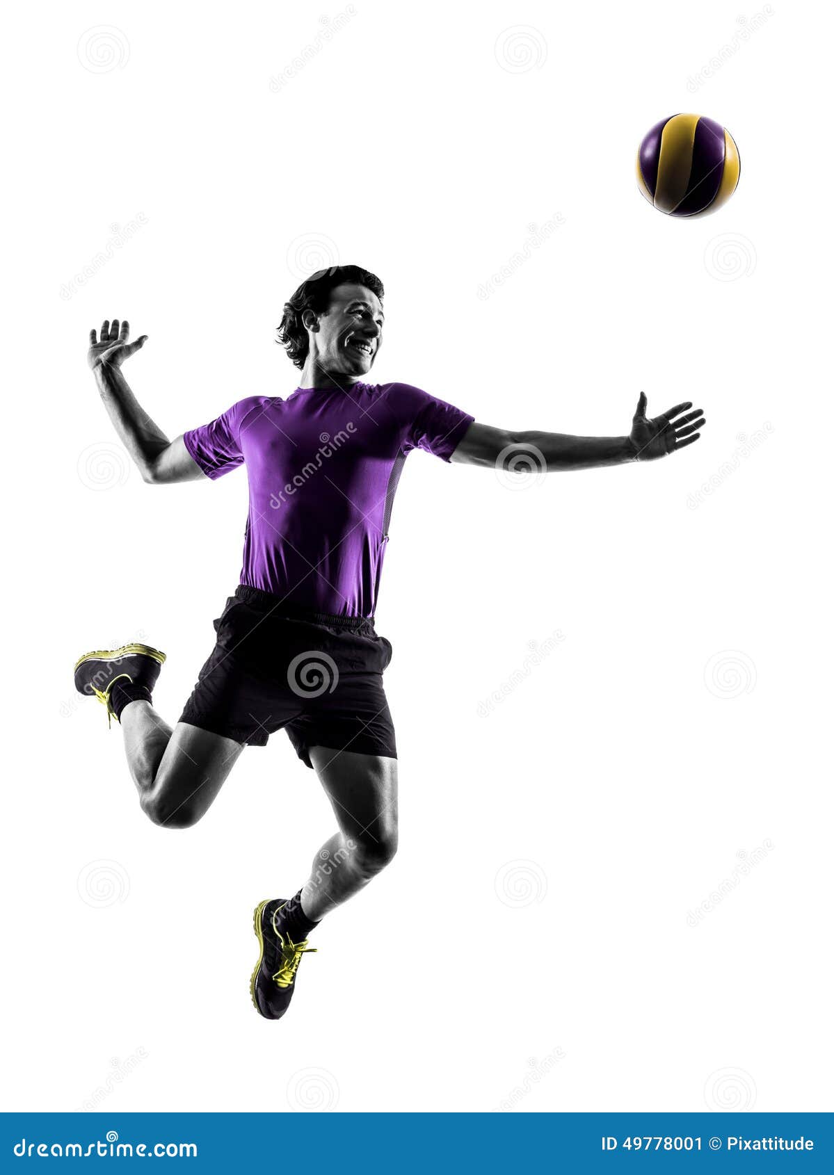 Volley Ball Player Man Silhouette White Background Royalty-Free Stock ...