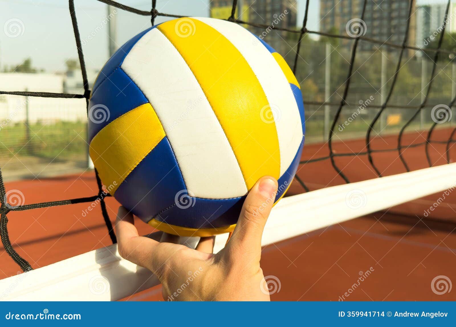 Volleyball Action. Ball Above Net during Volleyball Game. Stock Photo ...