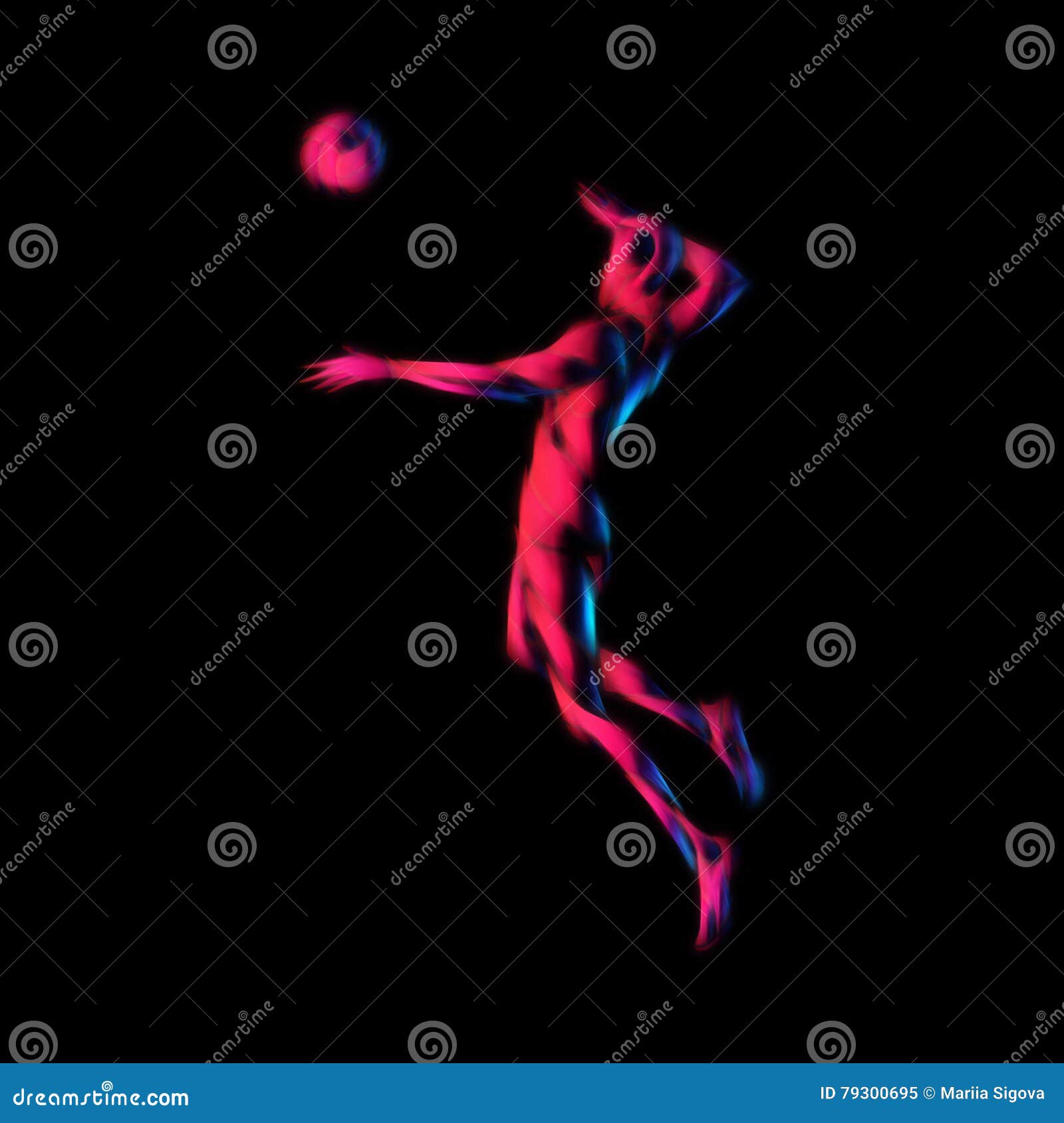 Volleyball Attacker Player Silhouette Stock Image - Image of game ...