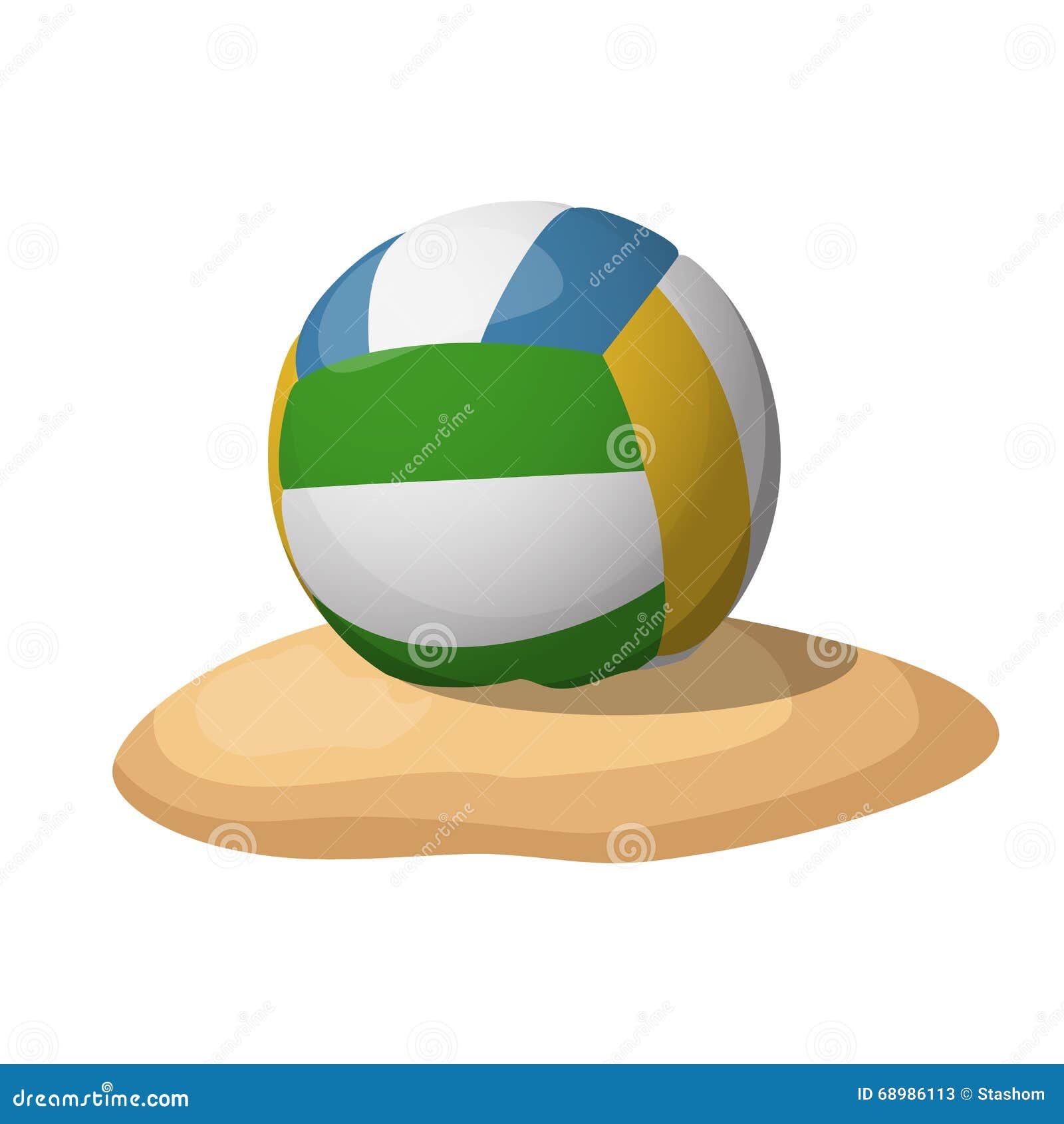Volleyball auf dem Sand vektor abbildung. Illustration von farbband ...