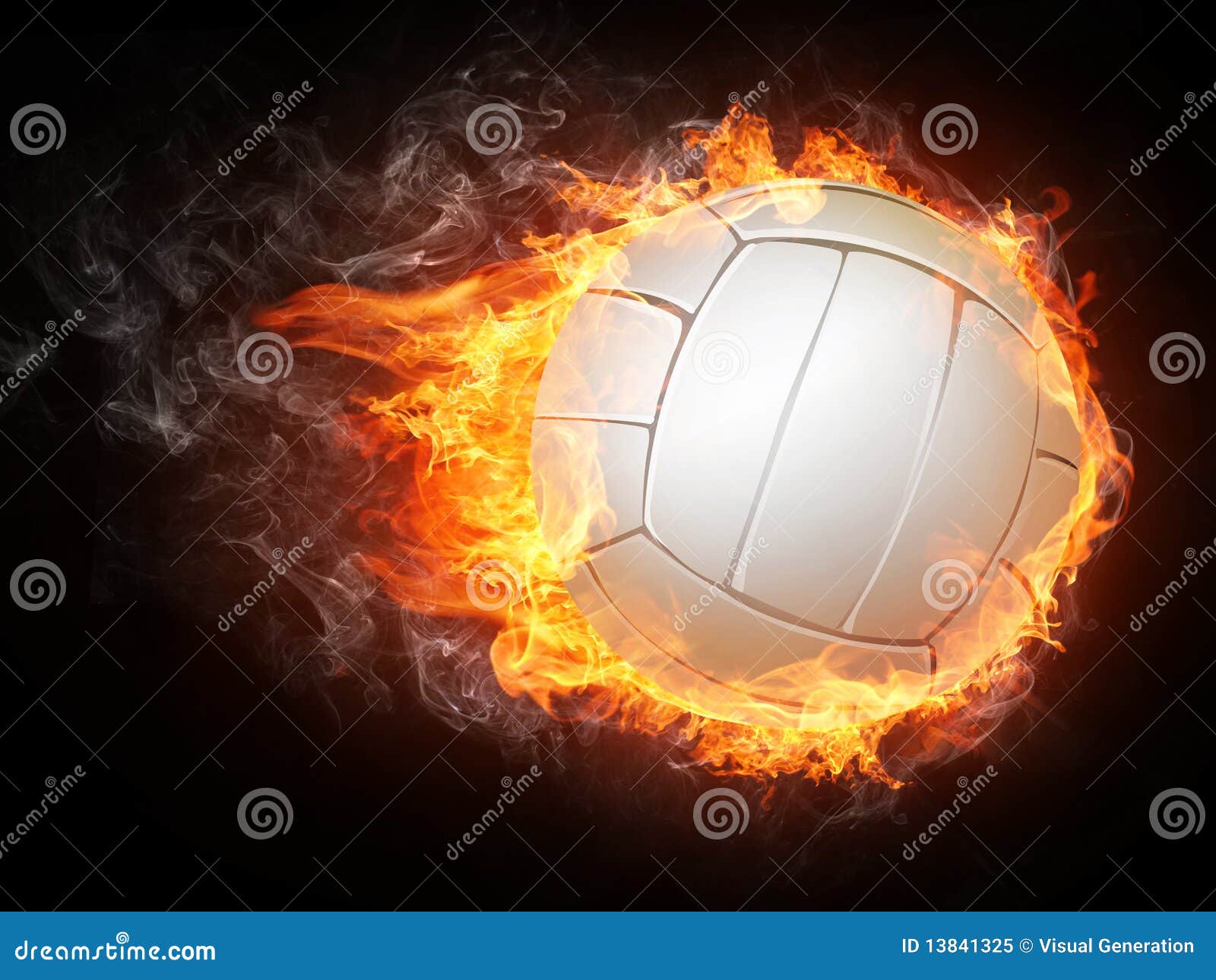 Volleyball Ball In Fire Vector Realistic. Burning Volley Ball ...