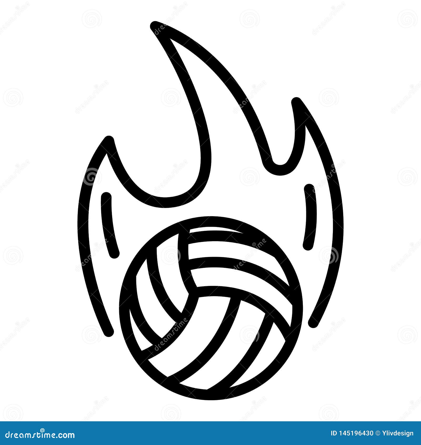 Volleyball Ball on Fire Icon, Outline Style Stock Vector - Illustration ...