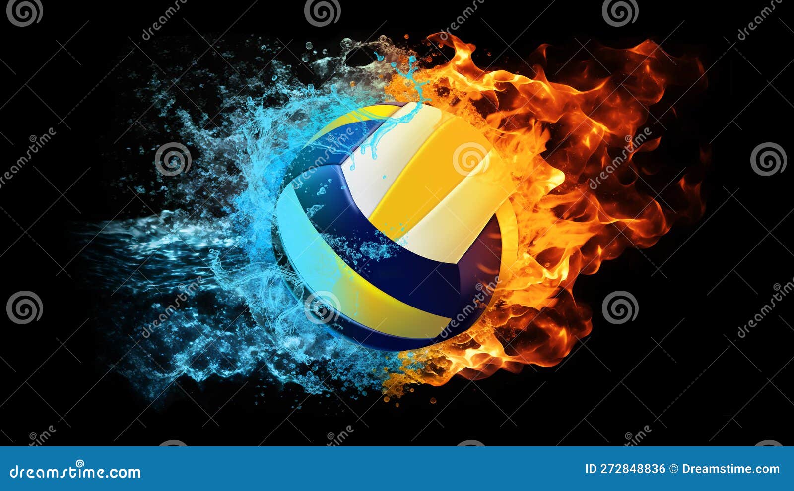 Volleyball Ball in Fire and Water Stock Illustration - Illustration of ...